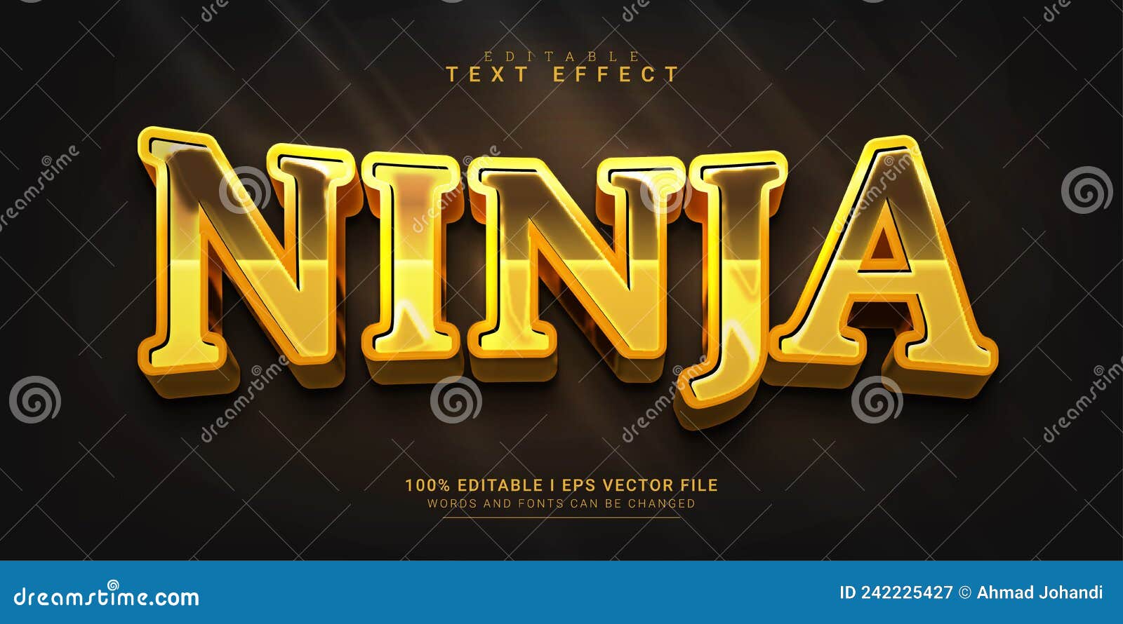 Ninja editable text effect stock vector. Illustration of modern - 242225427