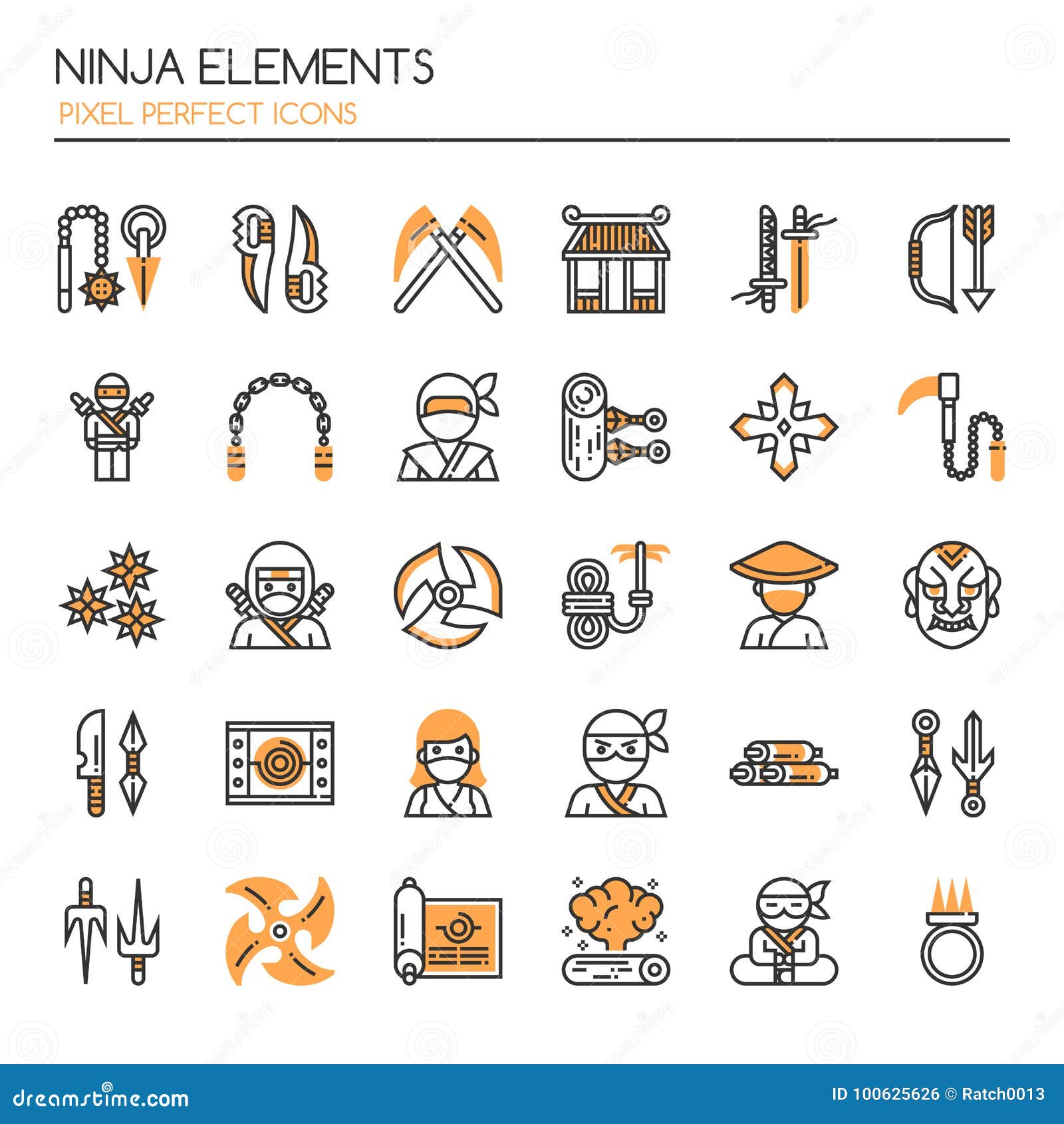 Ninja Elements stock vector. Illustration of attack - 100625626