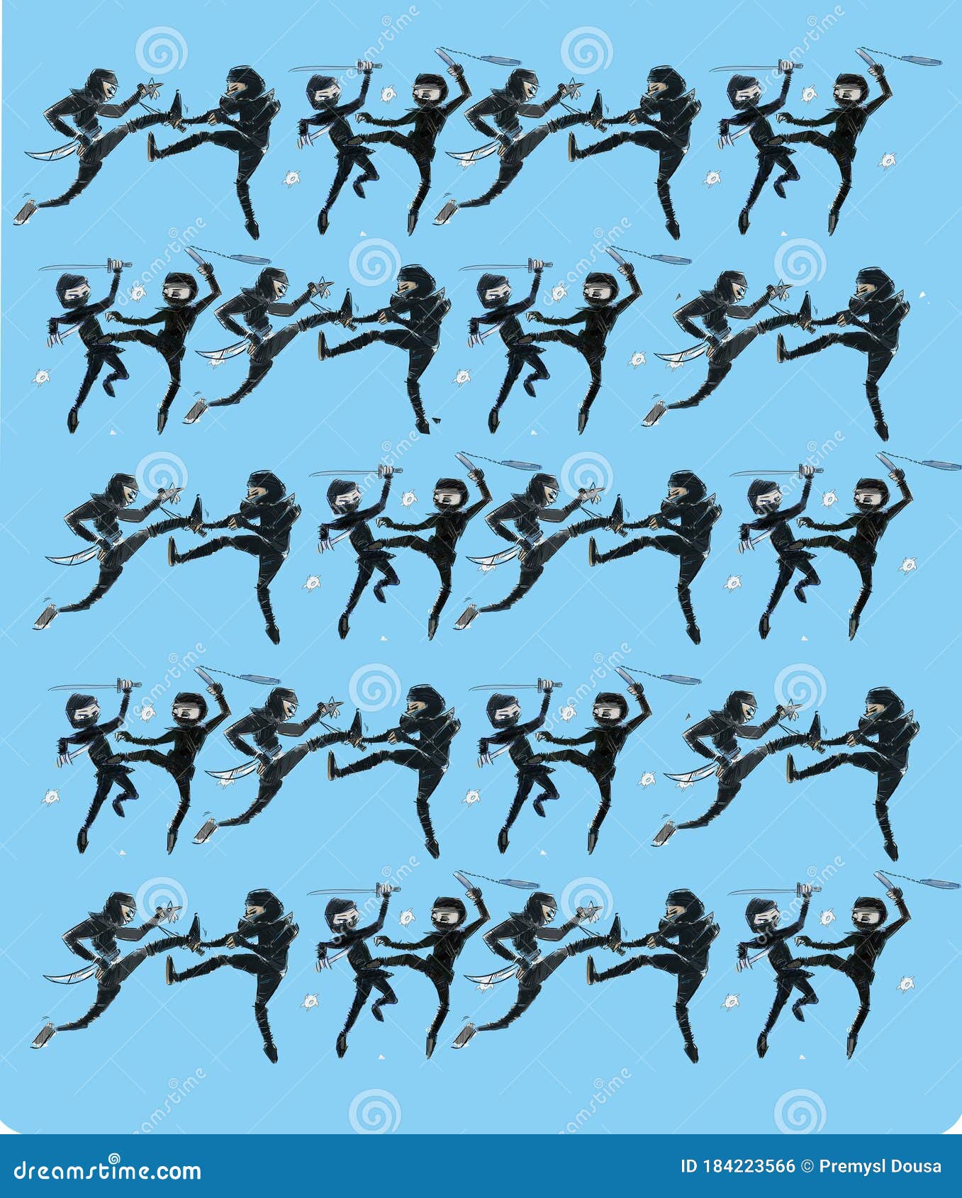 Ninja fighting hard stock illustration. Illustration of sword - 184223566