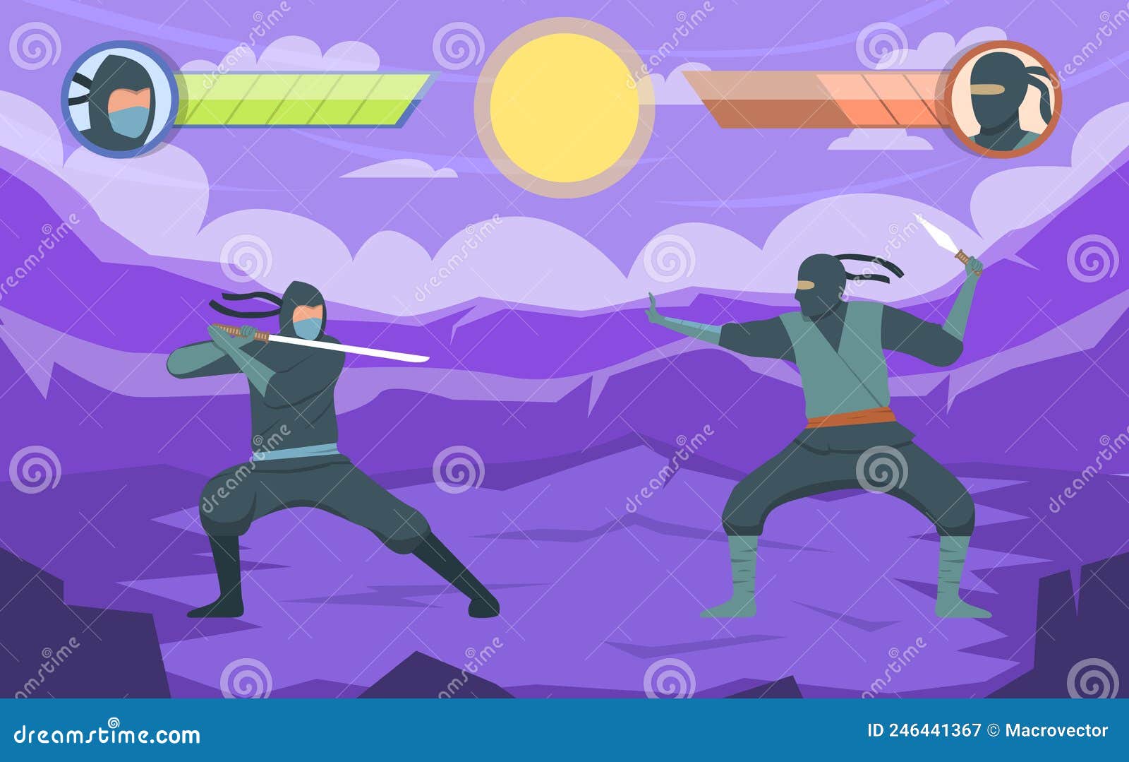 Ninja Flat Illustration stock vector. Illustration of armour - 246441367