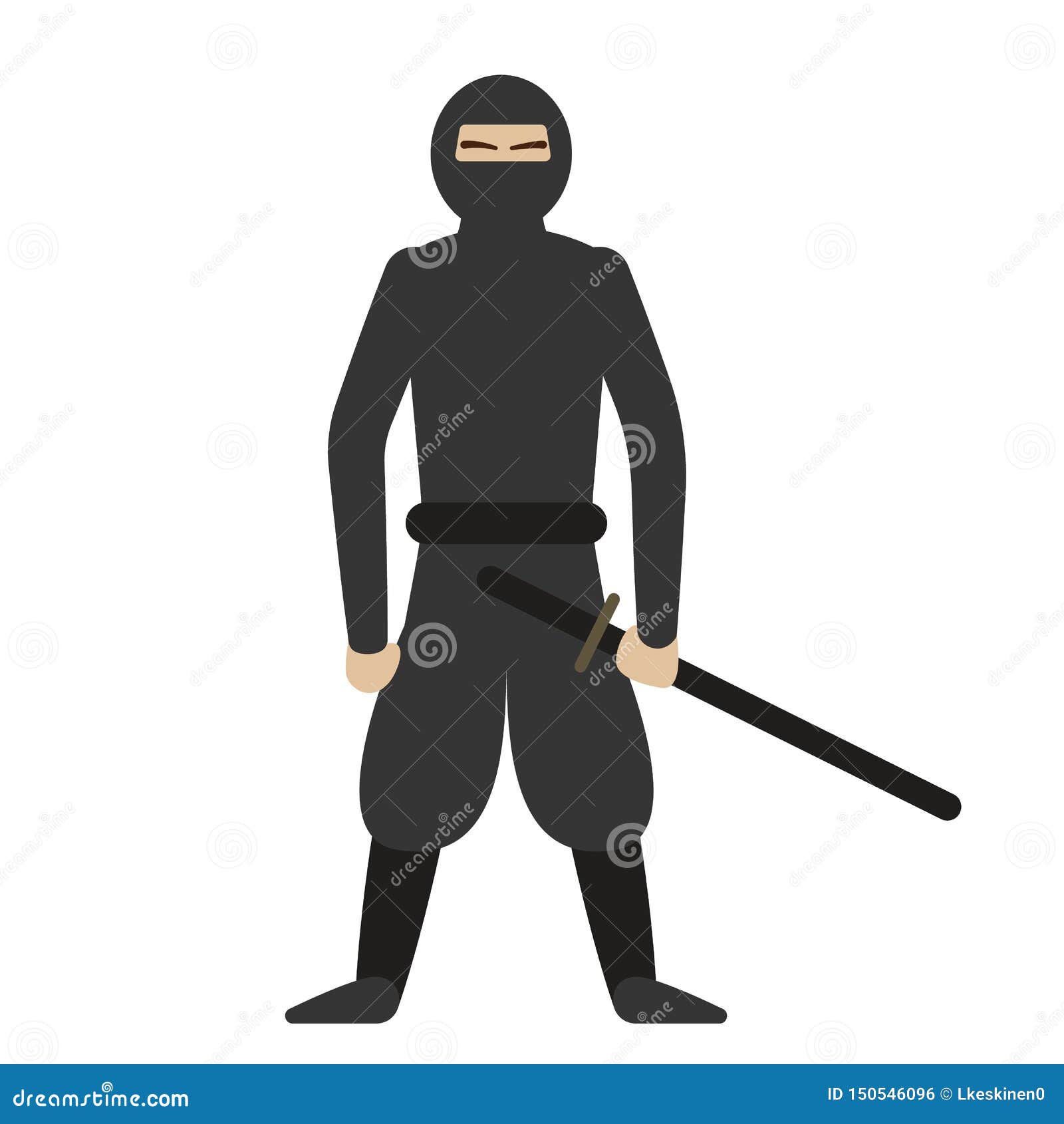 Ninja Flat Illustration on White Stock Vector - Illustration of young ...