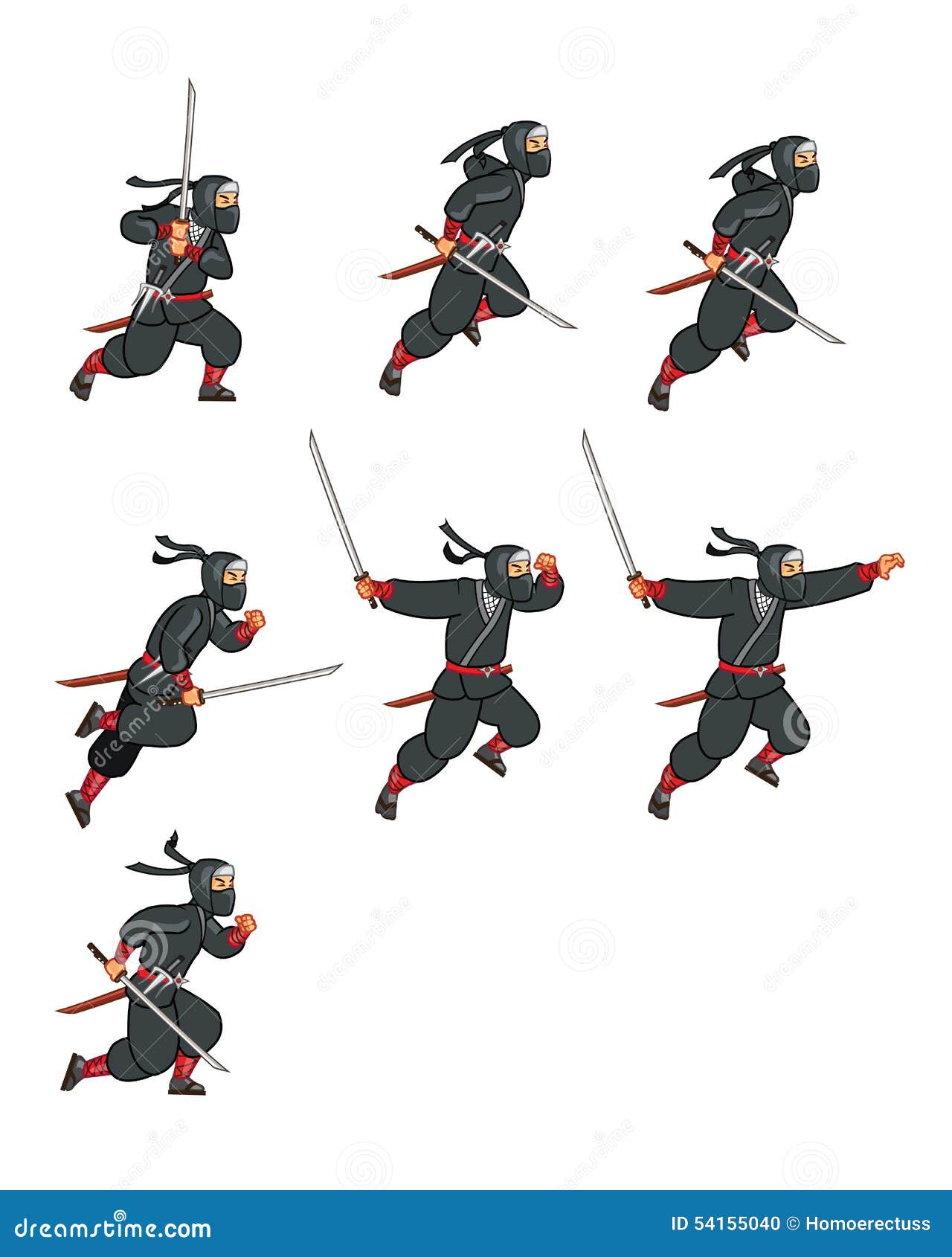 Ninja Game Sprite illustrazione di stock. Illustrazione di salto - 54155040