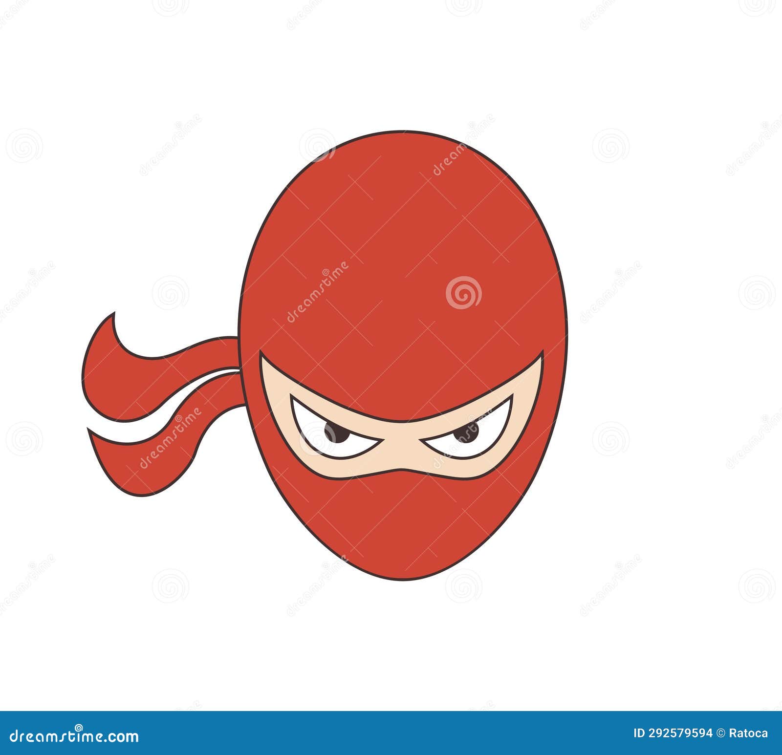 Ninja head flat draw stock vector. Illustration of graphic - 292579594
