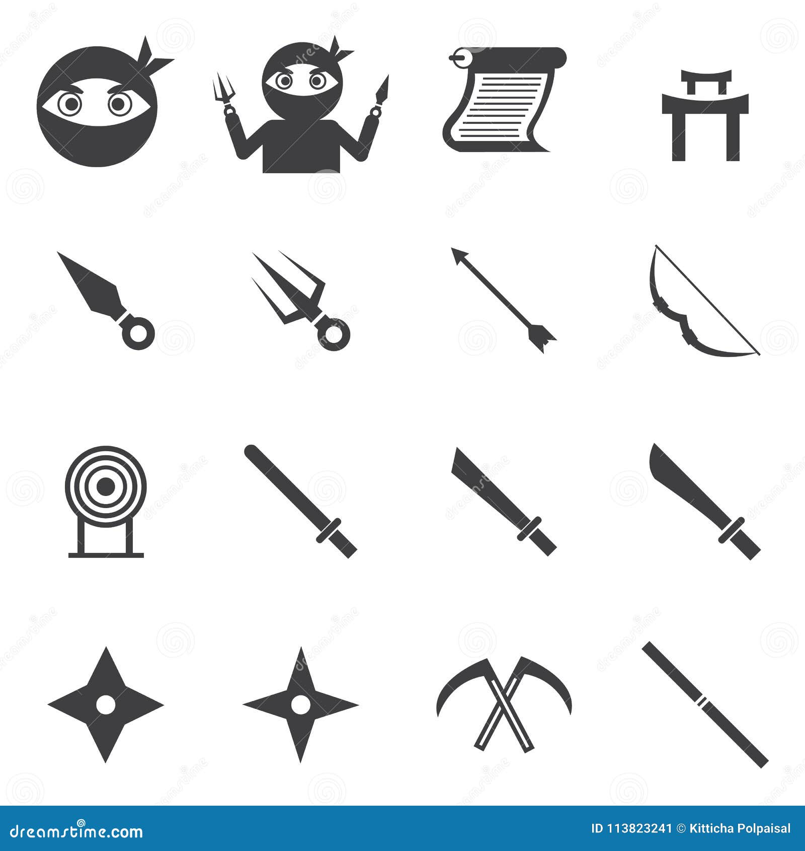 Ninja Icon, Vector Illustion Flat Design Style. Stock Vector ...