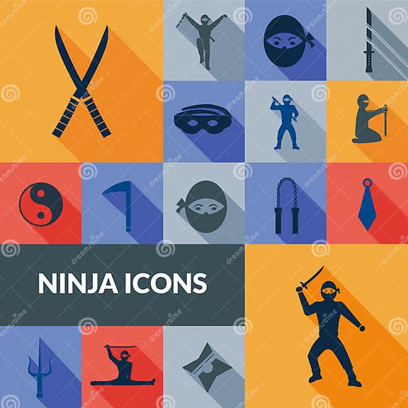 Ninja Icons Black Set ilustración del vector. Ilustración de concepto ...