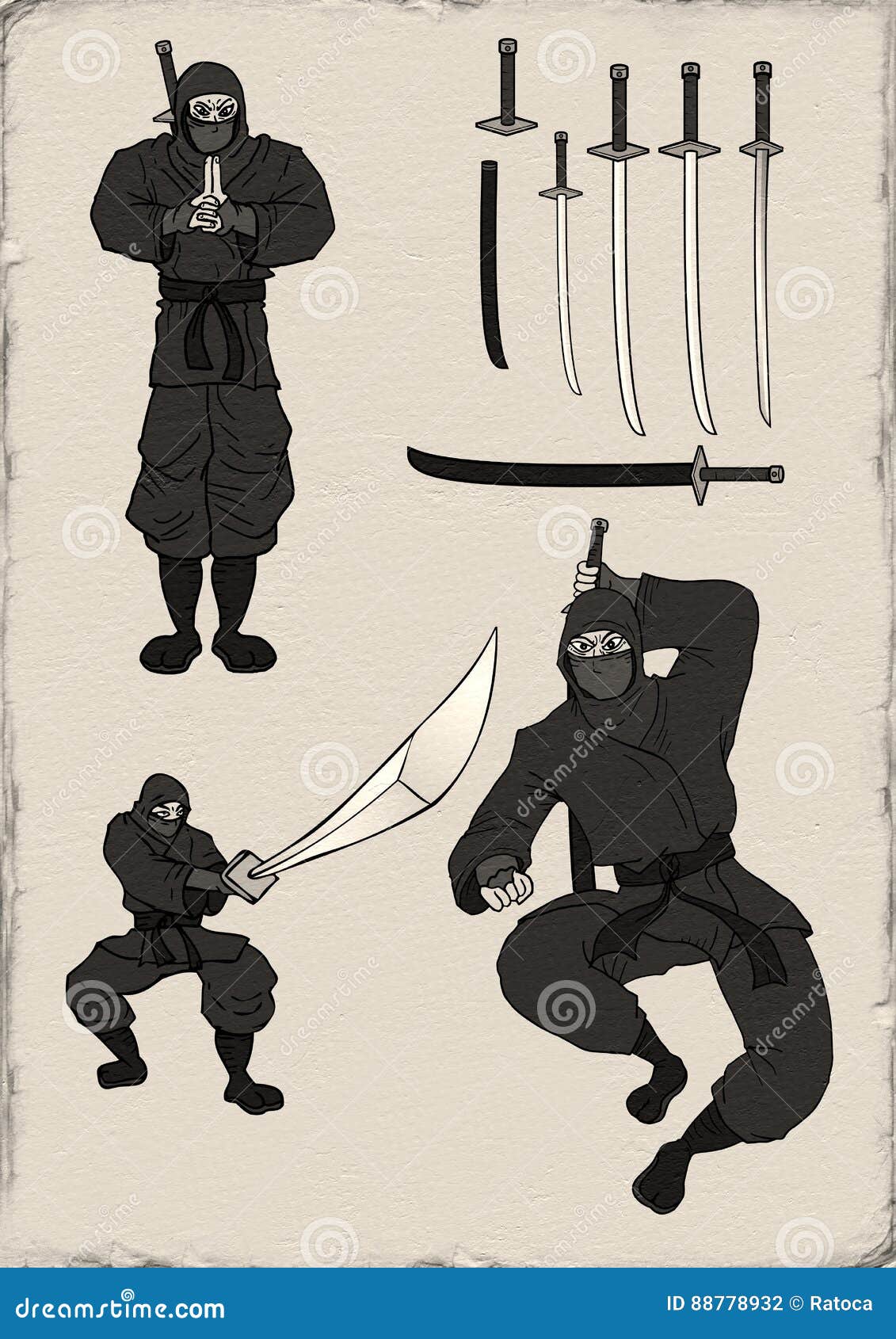 Ninja-Illustration stock abbildung. Illustration von papyrus - 88778932