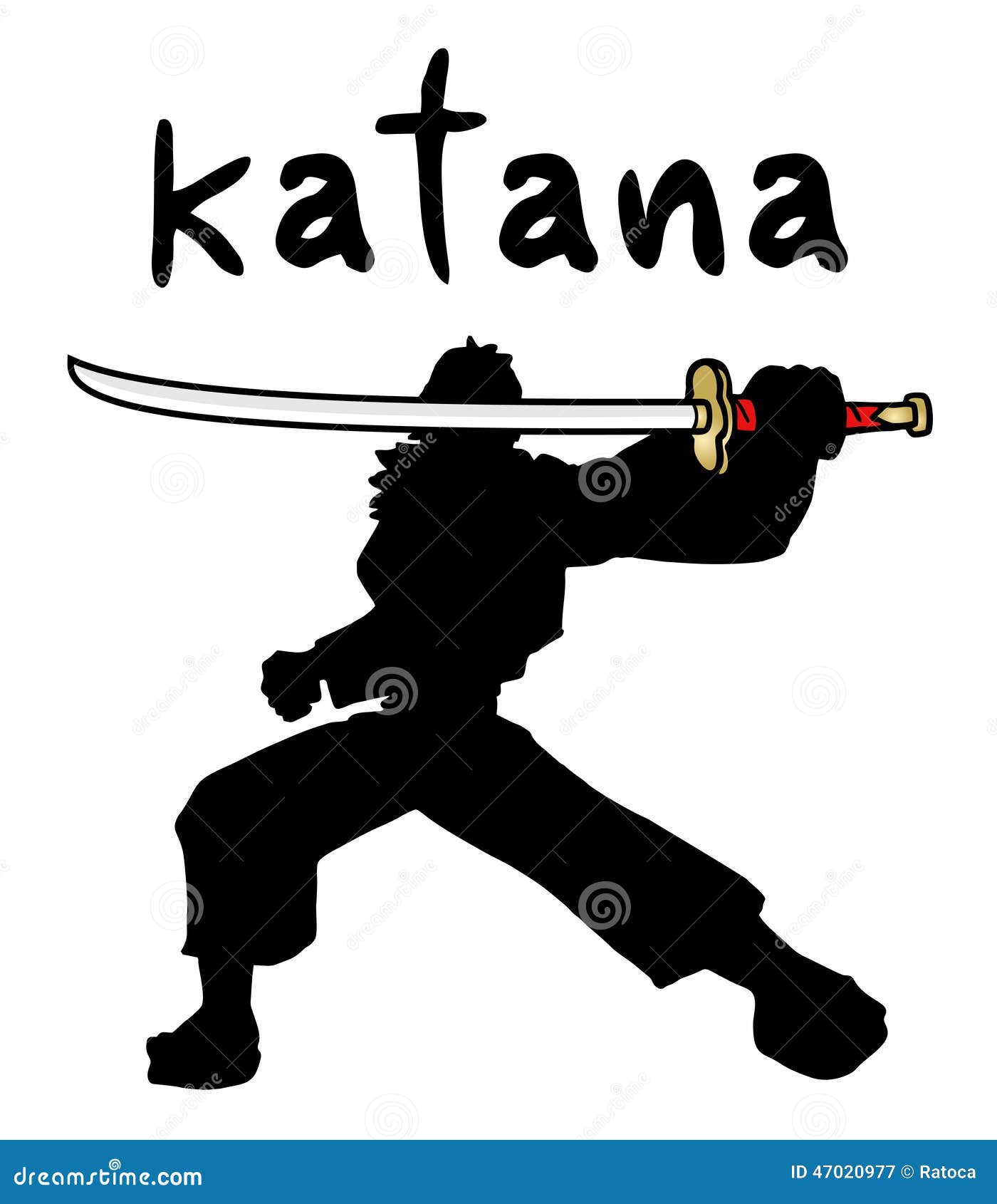 Ninja With Katana Sword Wearing Gold Armor, Warrior Isolated On White ...