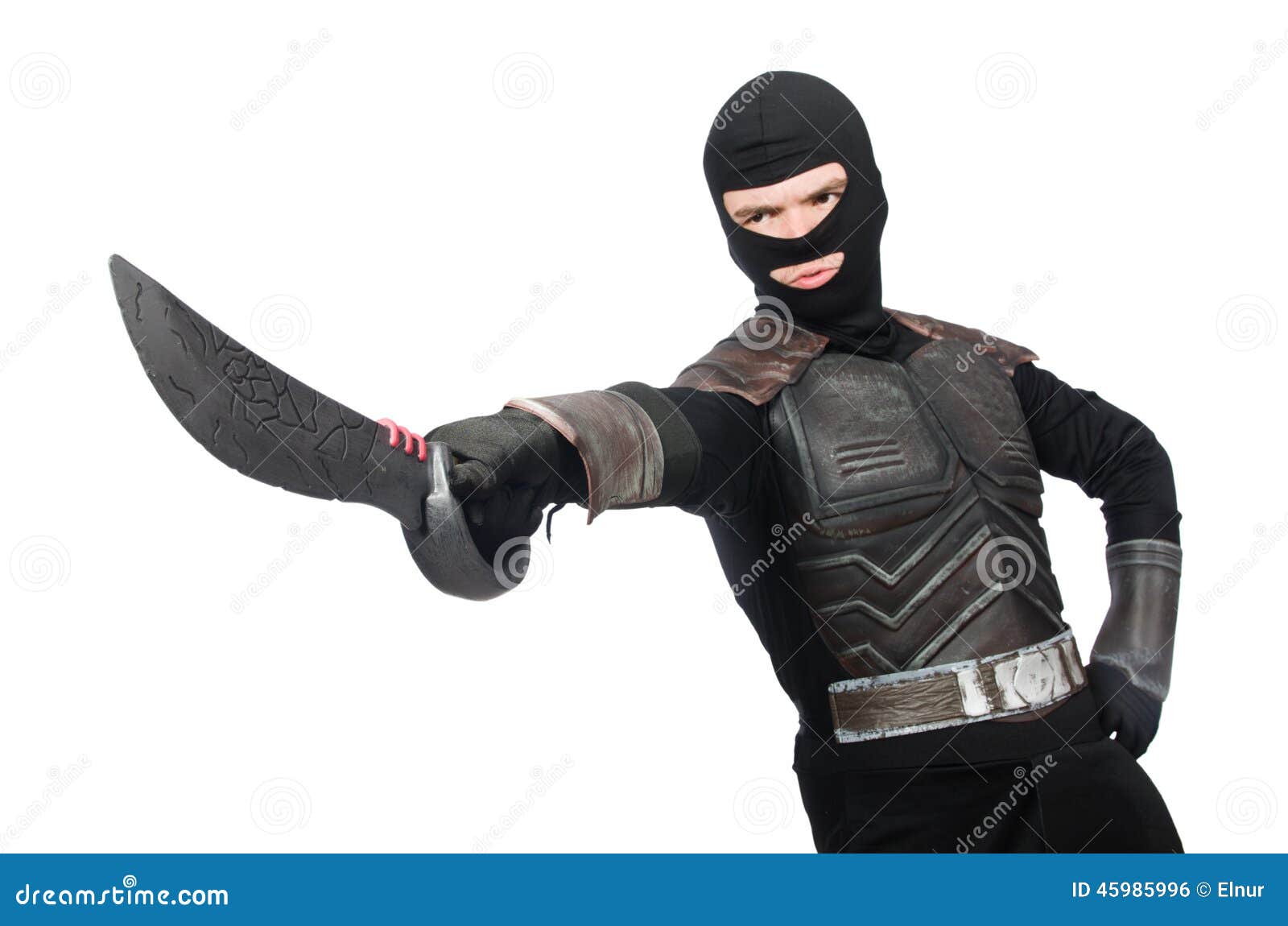 Ninja with knife isolated stock photo. Image of dagger - 45985996