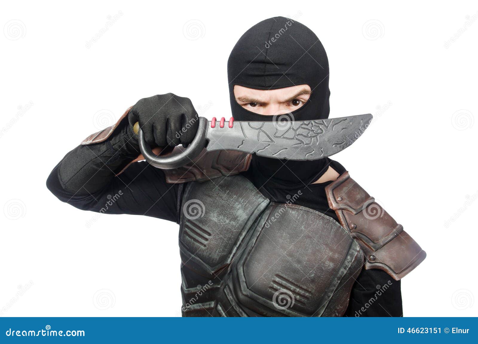 Ninja with knife isolated stock image. Image of balaclava - 46623151
