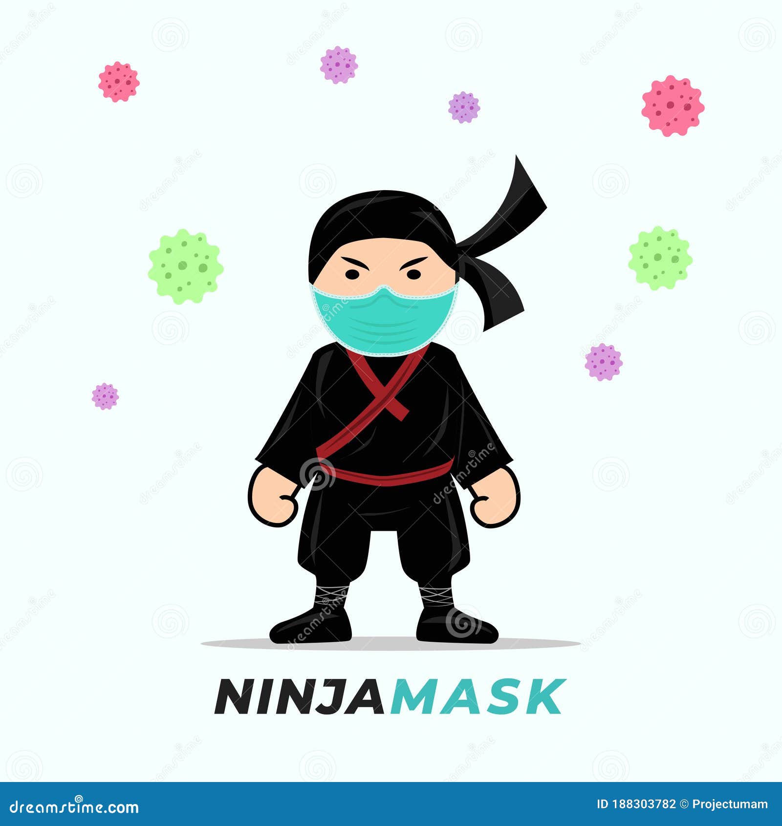 Ninja Mask - Ninja Wear Medical Mask Stock Illustration - Illustration ...
