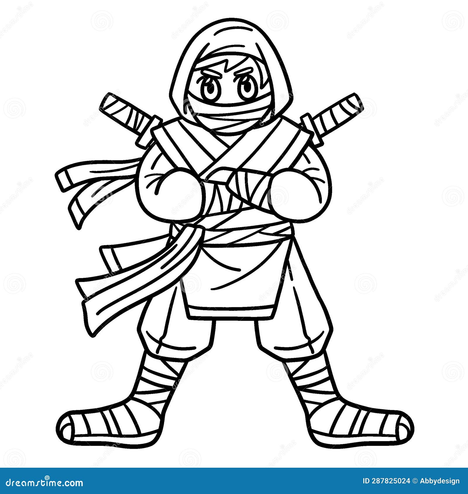 Ninja with Ninjato Isolated Coloring Page for Kids Stock Vector ... Ninja with Ninjato Isolated Coloring Page for Kids Stock Vector ...