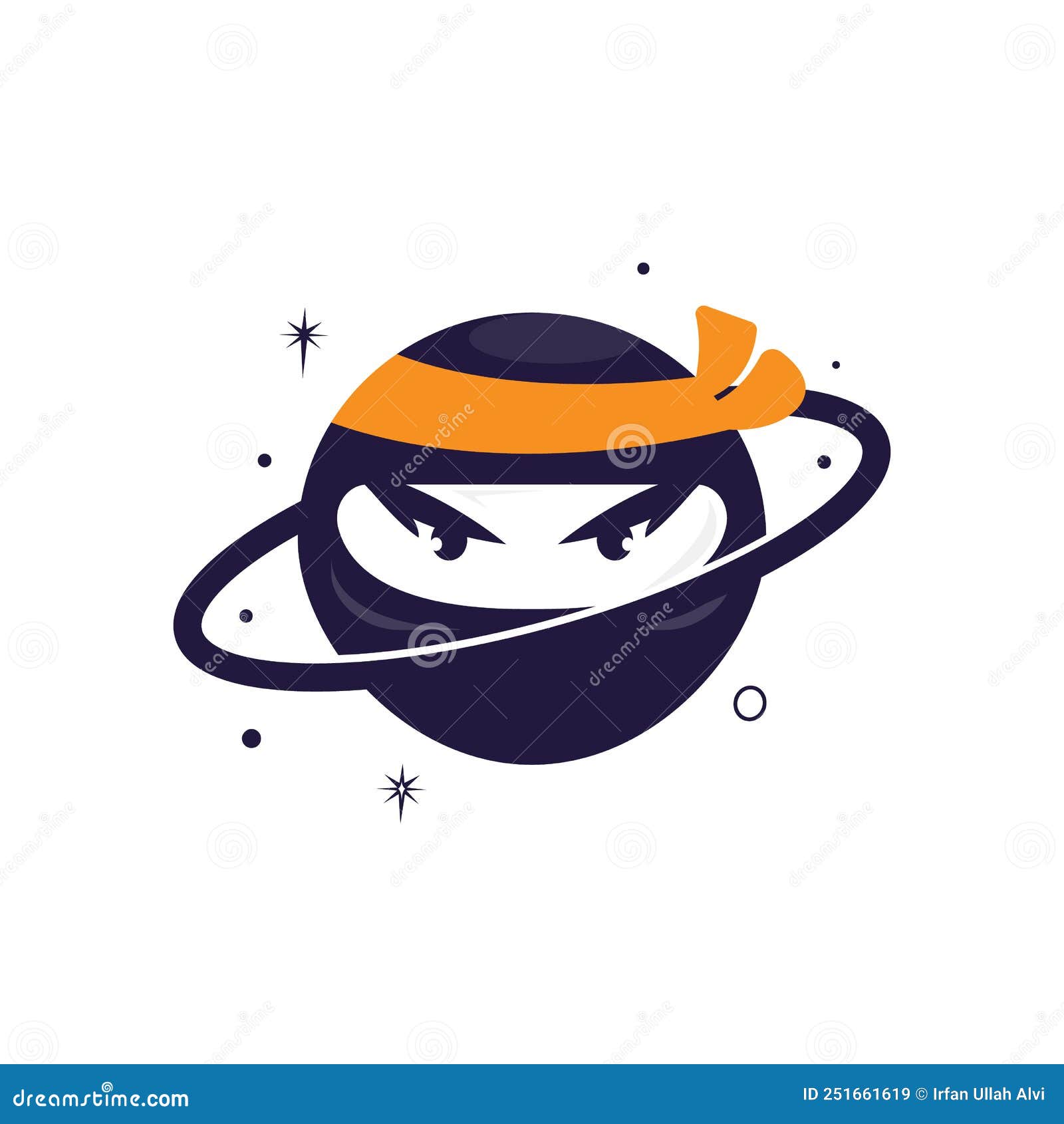 Ninja Planet Vector Logo Design Template. Stock Vector - Illustration ...