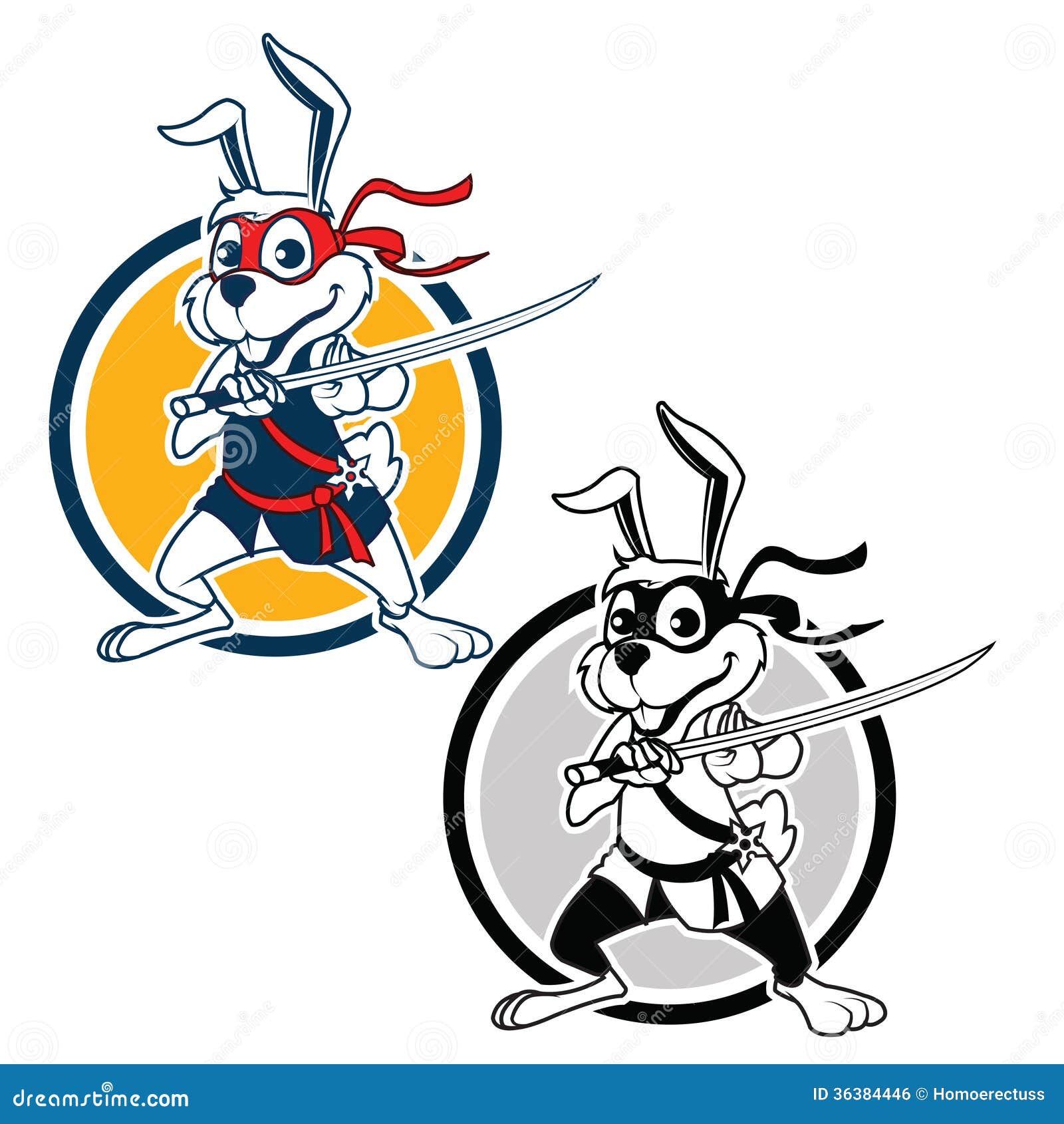 Ninja Rabbit Mascot stock illustration. Illustration of hare - 36384446