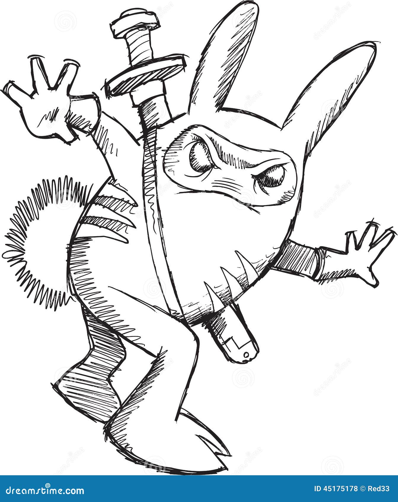Ninja Rabbit Warrior Sketch Stock Vector - Illustration of vector, evil ...