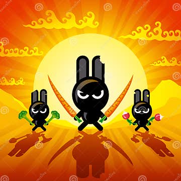 Ninja Rabbits stock vector. Illustration of animal, icon - 16334096