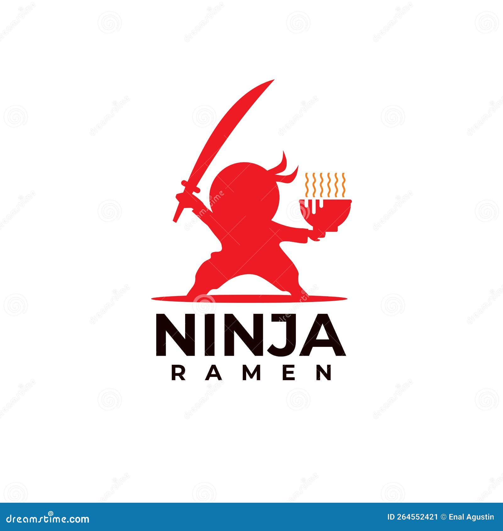 Ninja Ramen Restaurant Food Logo Design Cartoon Vector | CartoonDealer ...