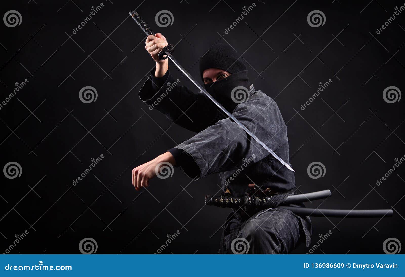 Ninja Samurai with Katana in Attack Stock Image - Image of equipment ...