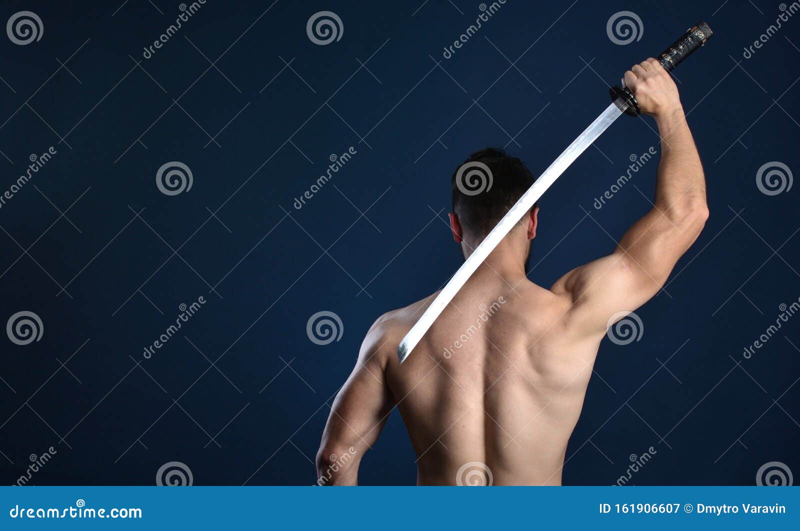 Ninja Samurai Warrior with Katana Stands with His Back Stock Image ...