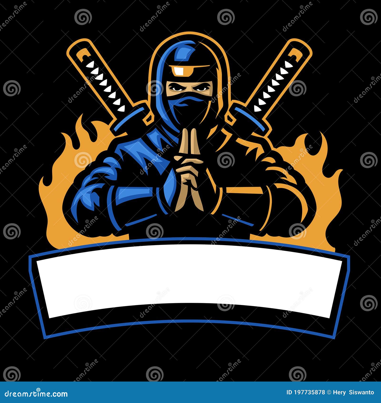Ninja shinobi sport mascot stock vector. Illustration of katana - 197735878