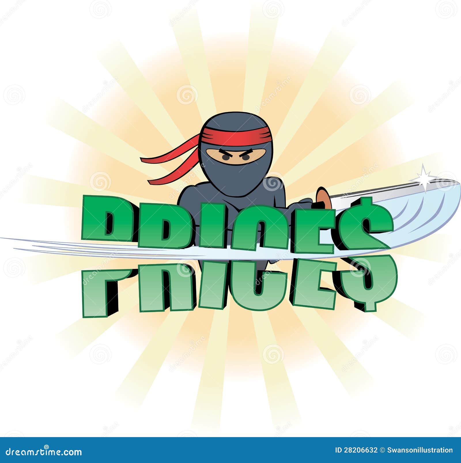 Ninja Slashing Prices stock illustration. Illustration of finance ...
