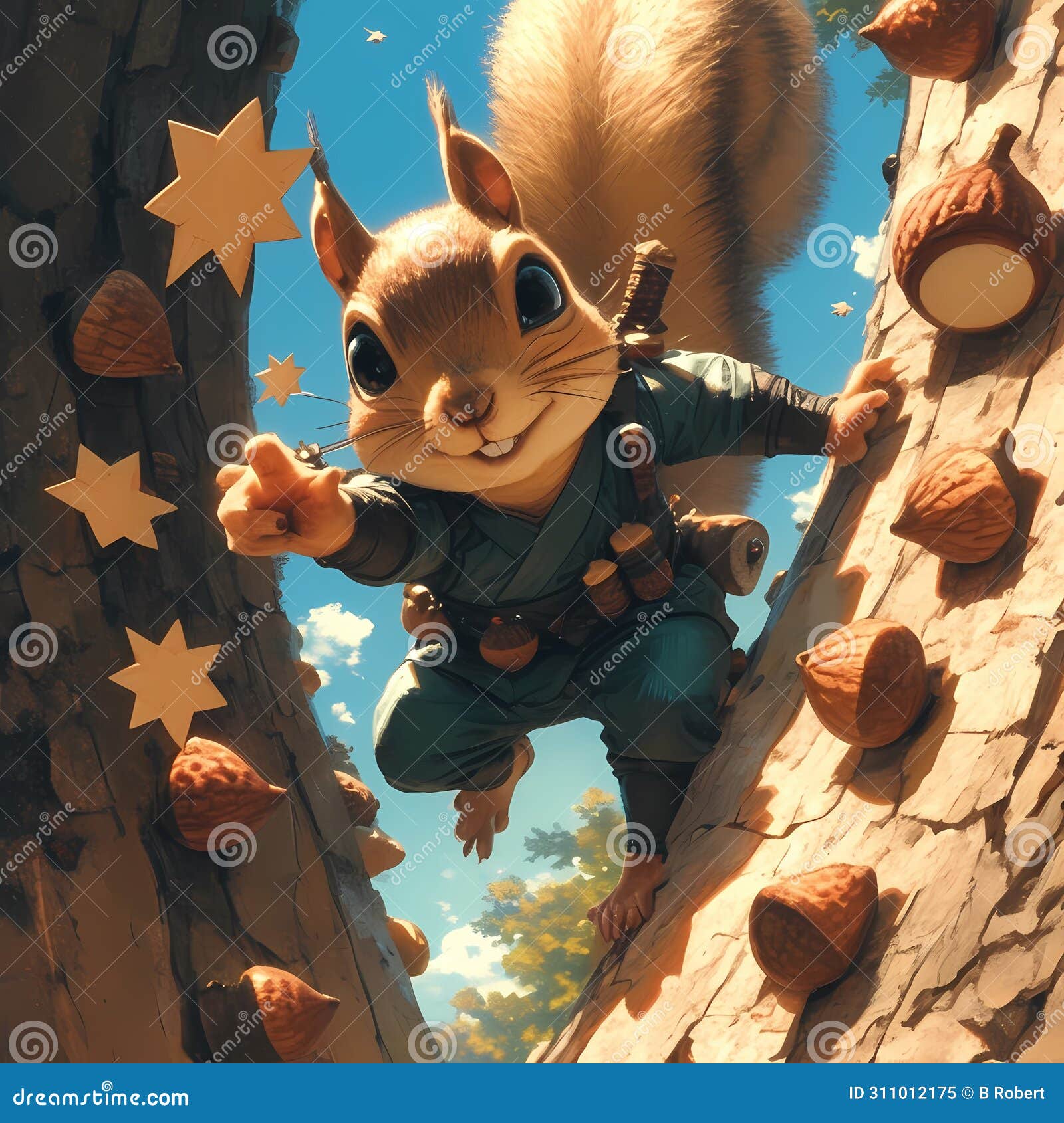 Ninja Squirrel Mastering Martial Arts Stock Illustration - Illustration ...
