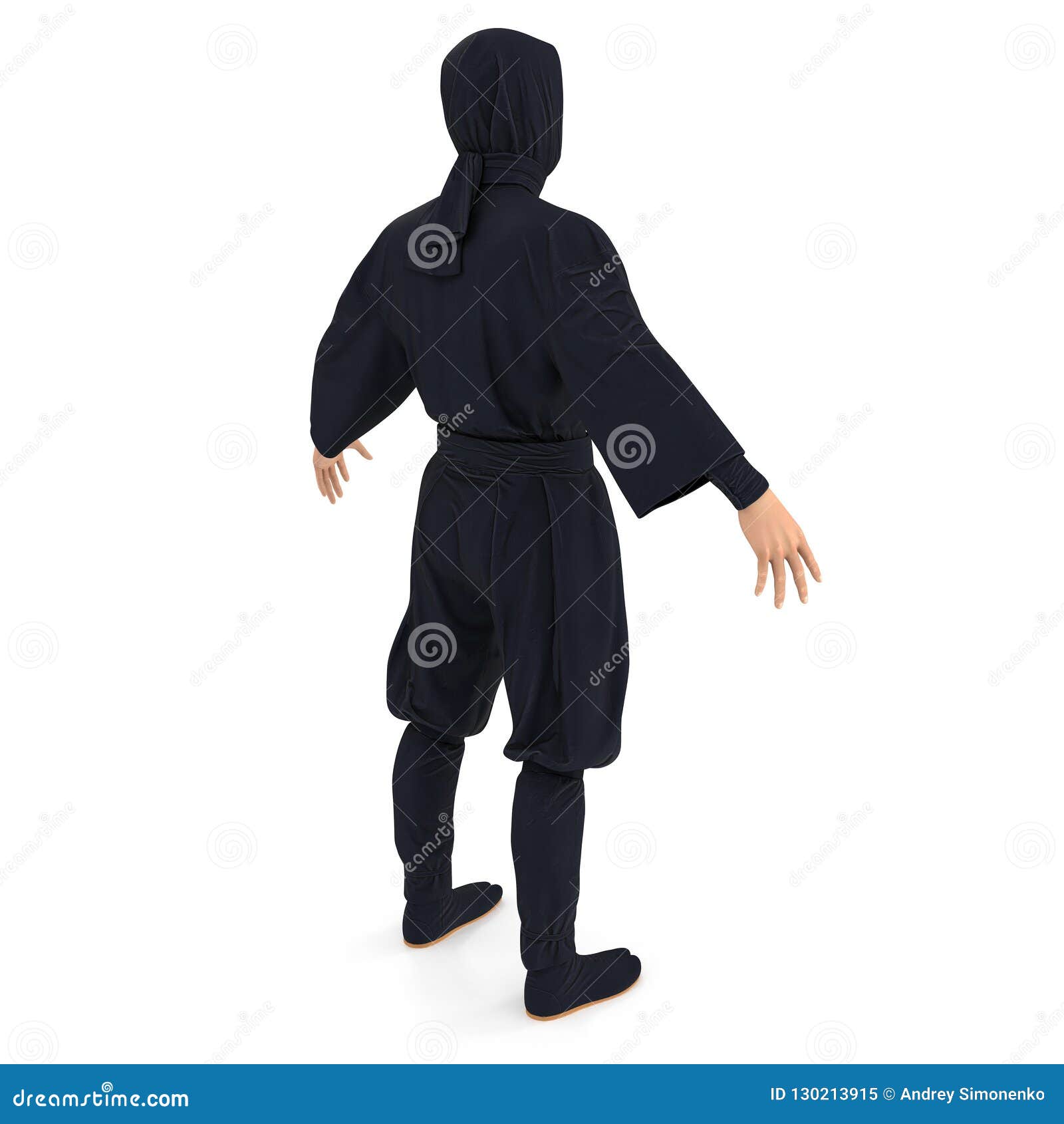 Ninja Standing Pose on White Background. 3D Illustration, Isolated ...