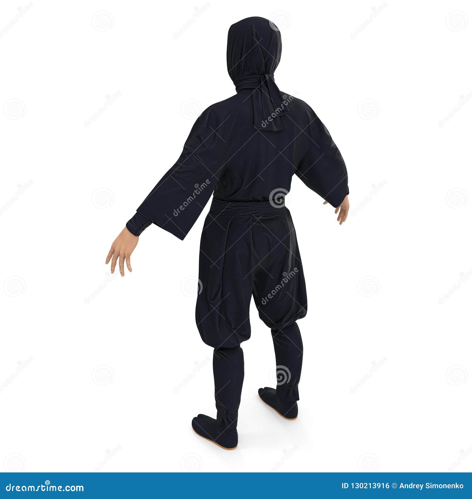 Ninja Standing Pose on White Background. 3D Illustration, Isolated ...