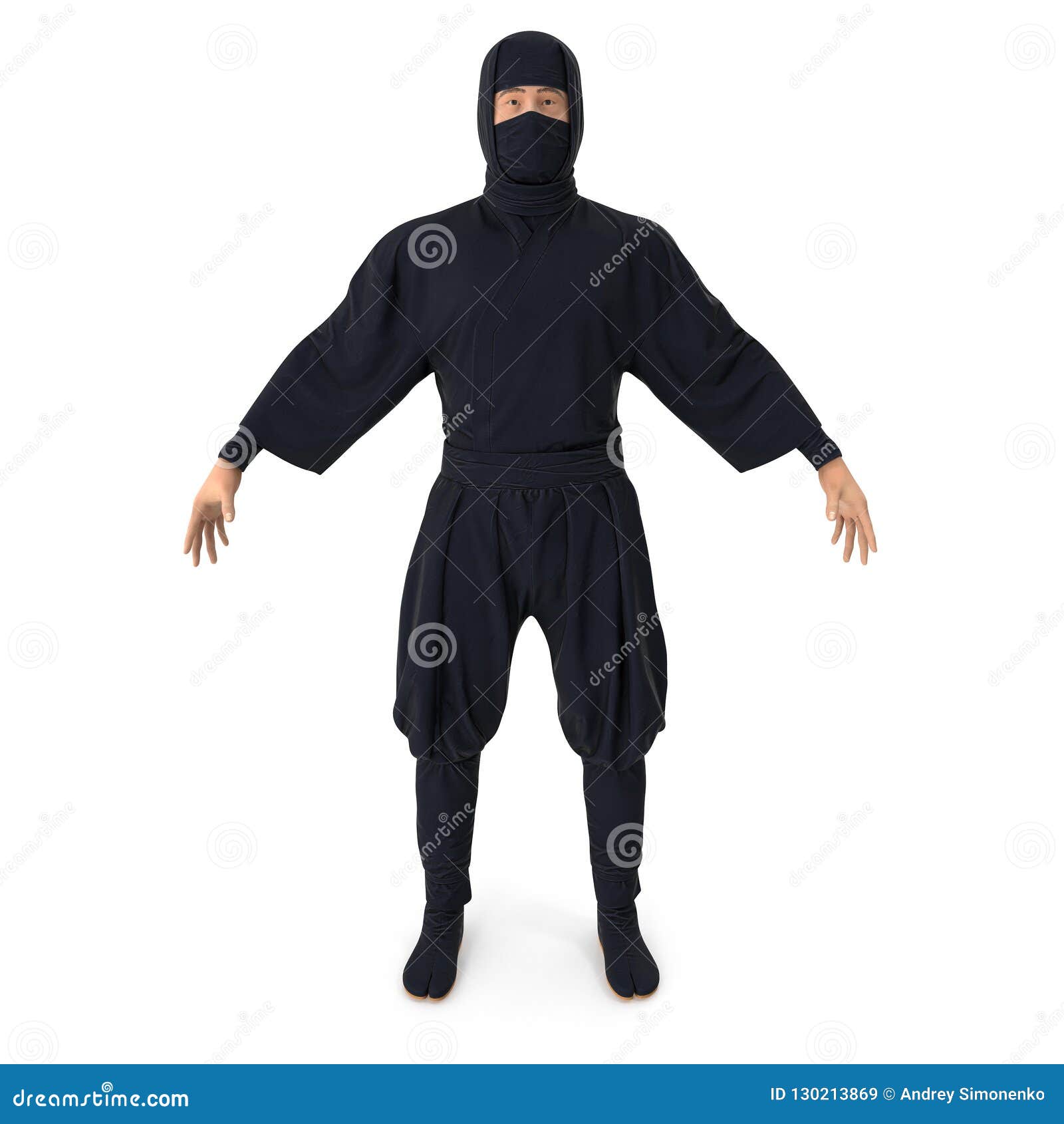 Ninja Standing Pose on White Background. 3D Illustration, Isolated ...