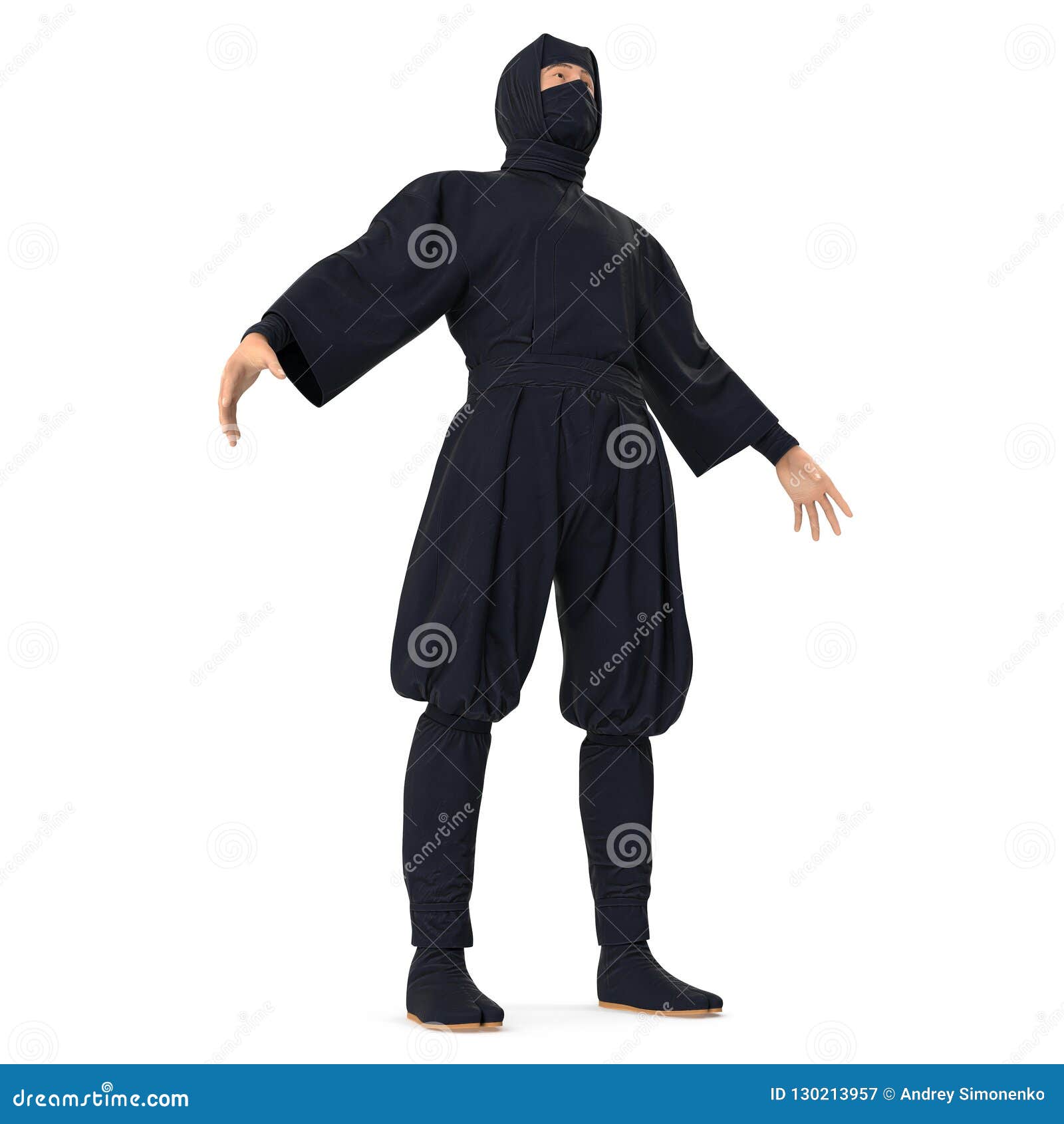 Ninja Standing Pose on White Background. 3D Illustration, Isolated ...
