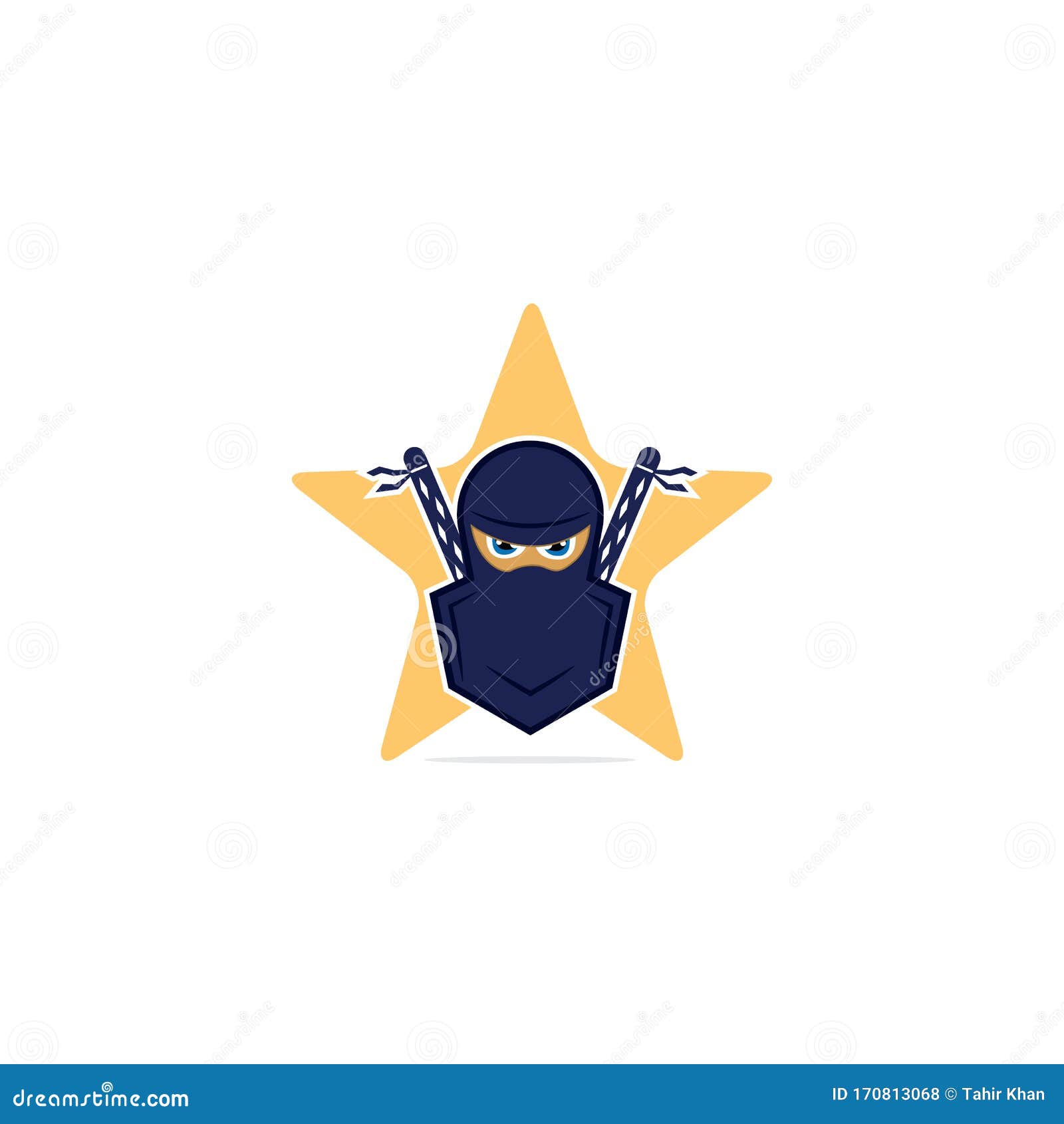 Ninja with Star Logo Design. Stock Illustration - Illustration of icon ...