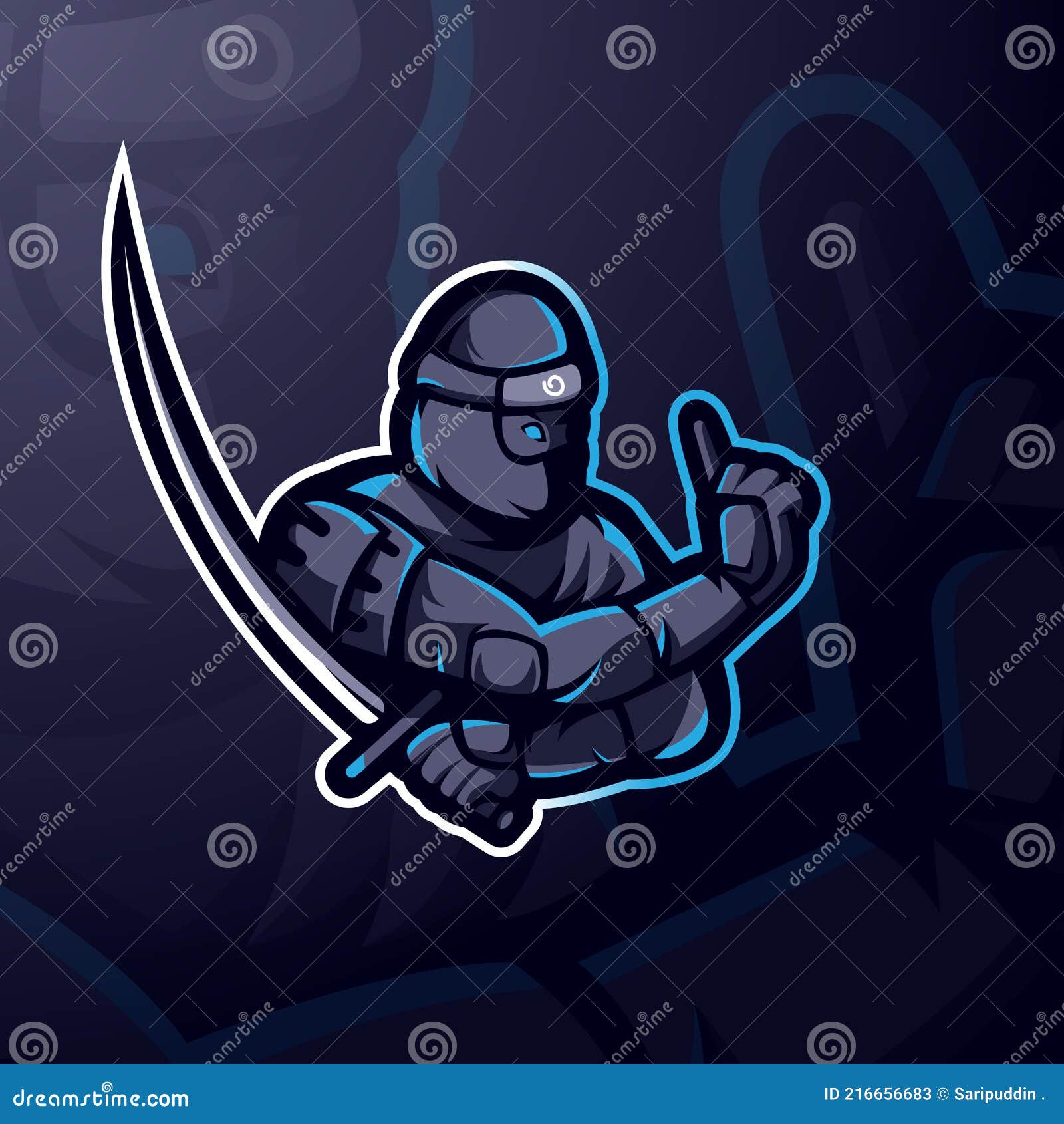 Ninja with sword stock vector. Illustration of cool - 216656683