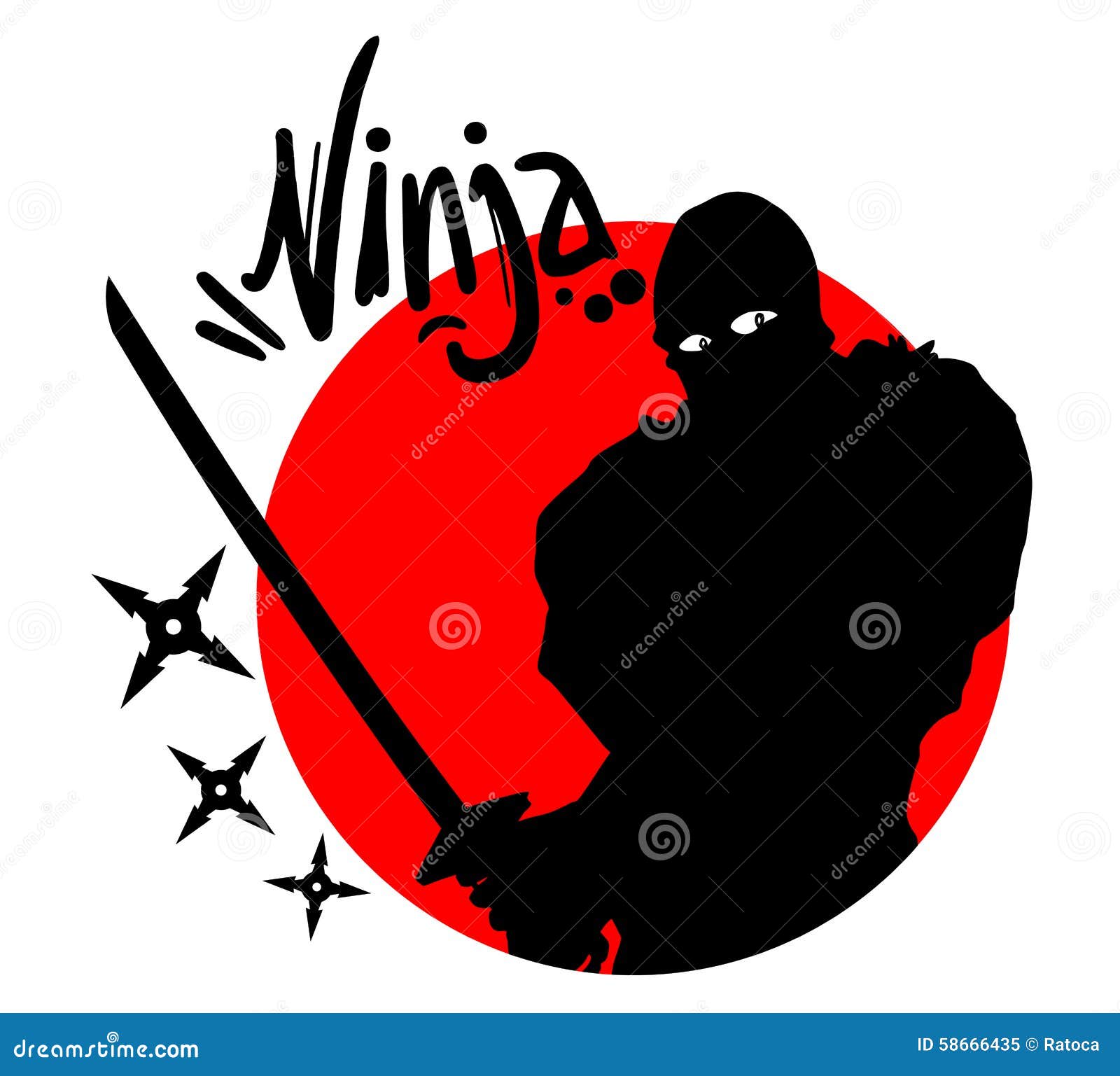 Ninja symbol stock vector. Illustration of flying, sword - 58666435