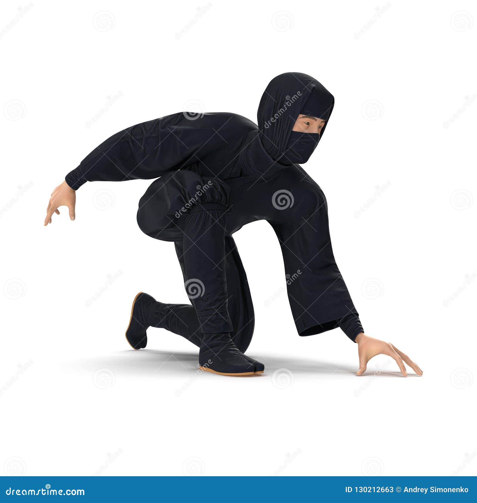 Ninja Taking Fighting Pose En El Fondo Blanco Ejemplo 3d, Aislado Stock ...