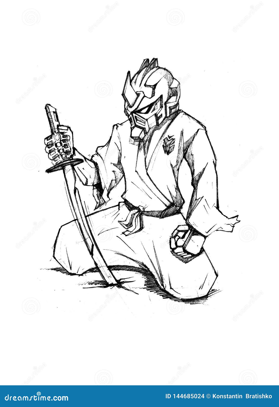 Ninja Techno Cyber Robot Samurai Stock Illustration - Illustration of ...