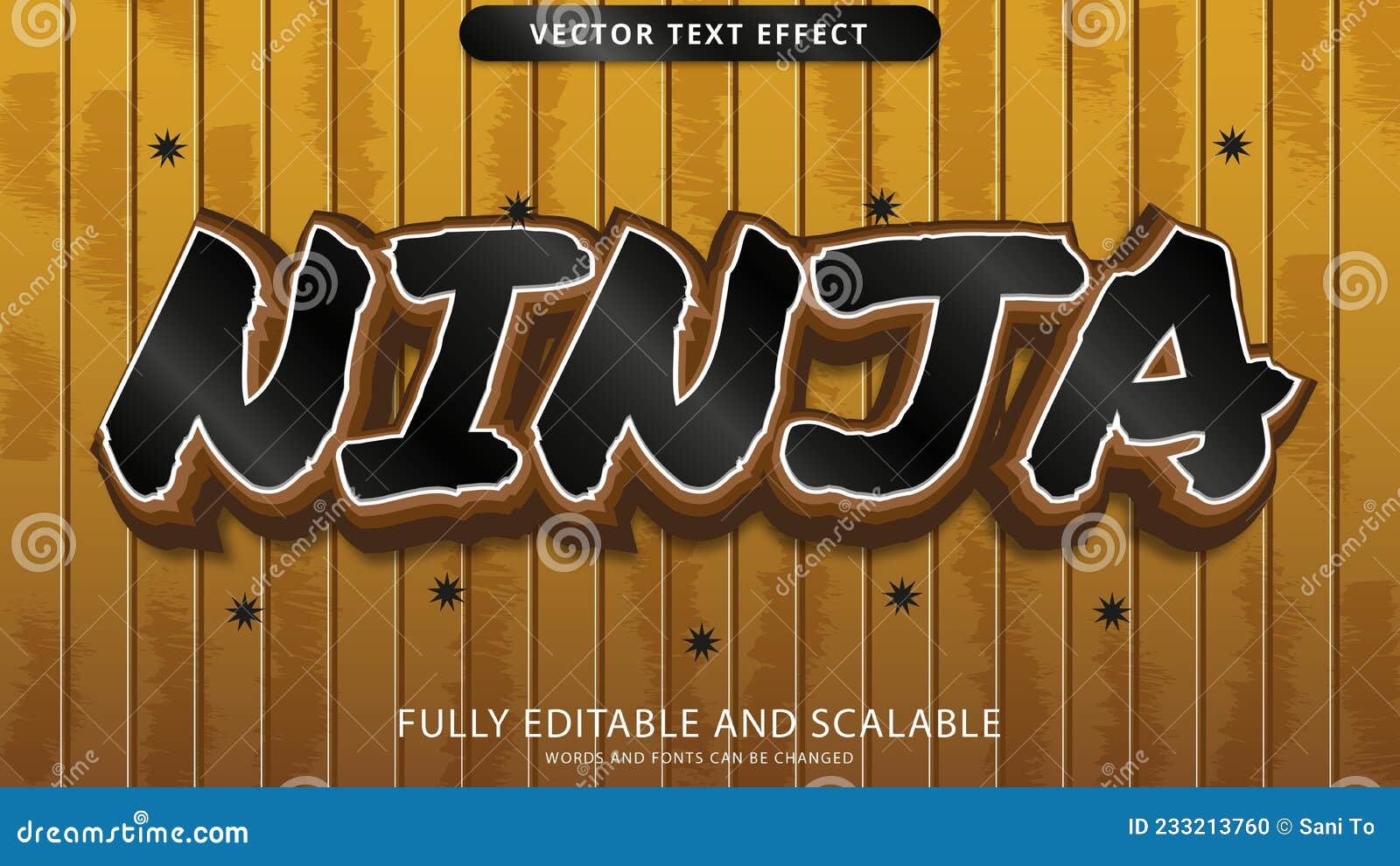Ninja Text Effect Editable Eps File Stock Vector - Illustration of ...