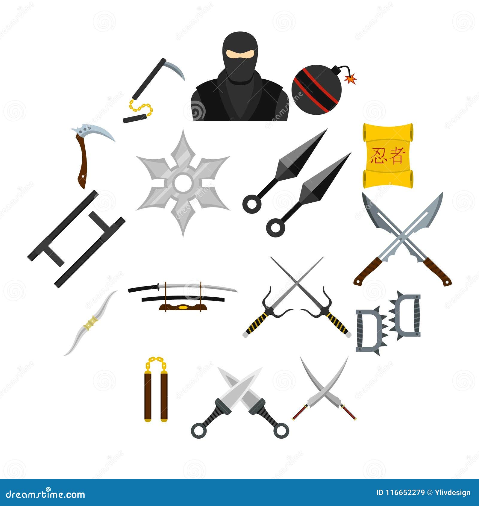 Ninja Tools Isolated Coloring Page For Kids Cartoon Vector ...