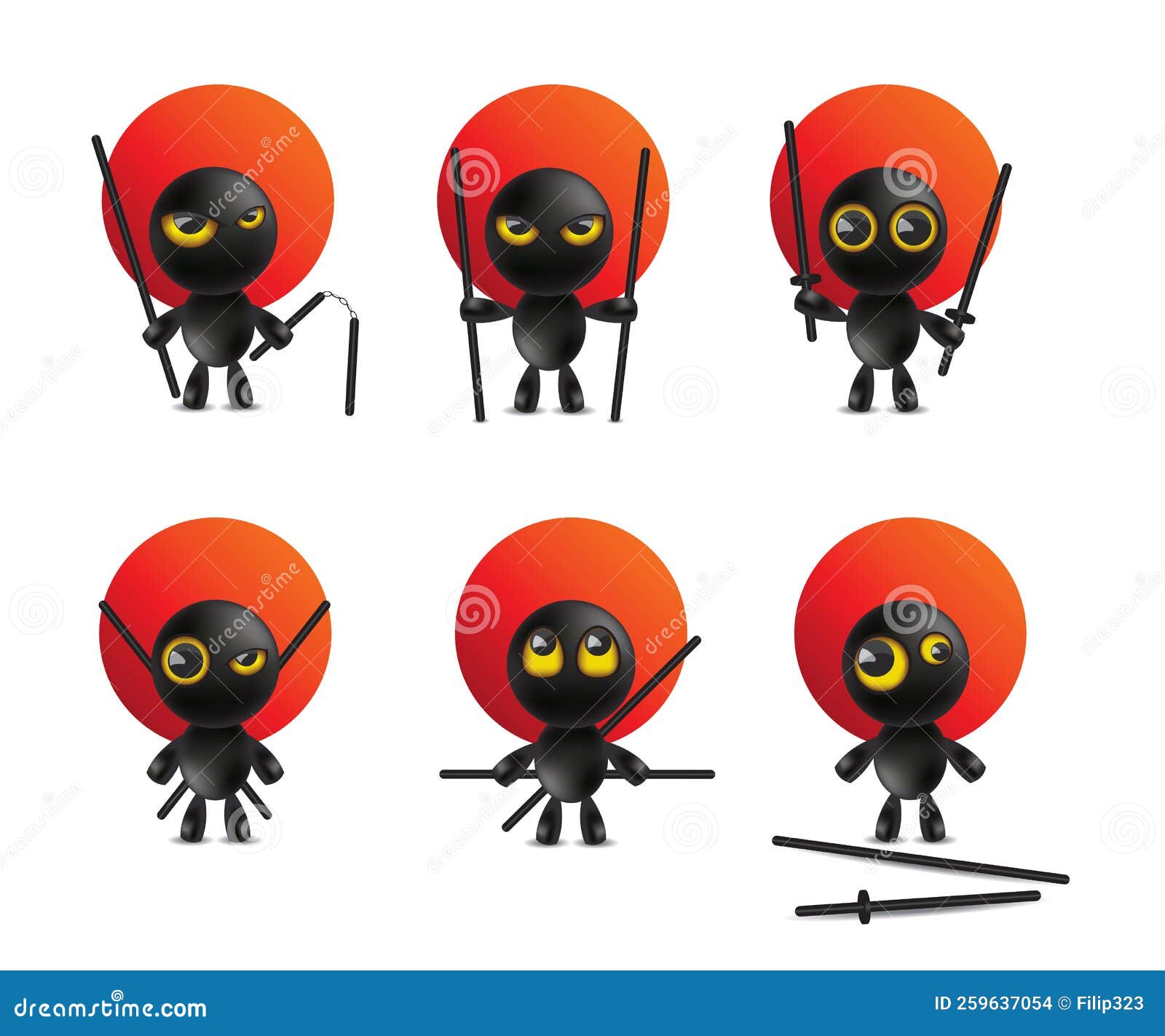 Ninja Warrior Cartoon Illustrations Stock Vector - Illustration of male ...