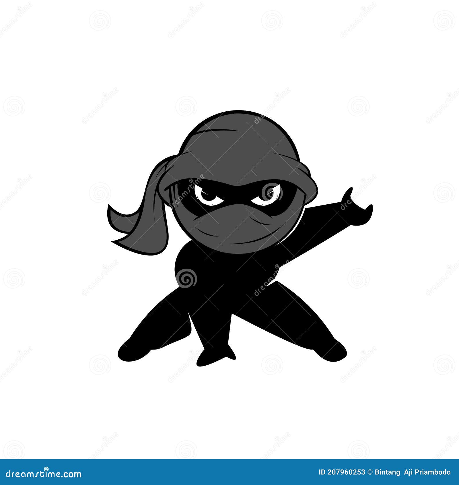 Ninja Warrior Logo Design Vector Template with Cute Style, Funny Vector ...