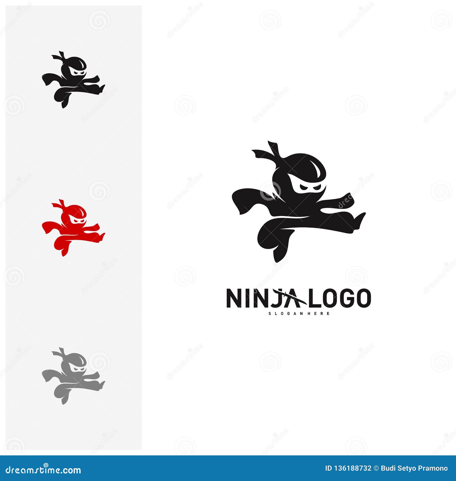 Ninja Warrior Logo Design Vector Template. Silhouette Of Japanese ...