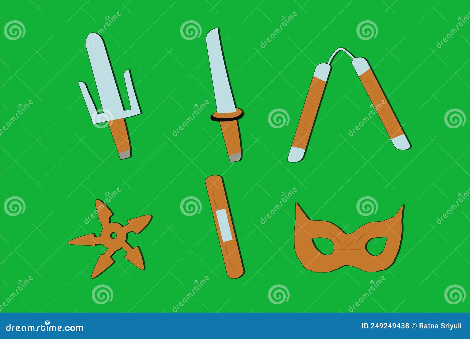 Ninja Weapon and Mask Vector Design Illustration Stock Vector ...