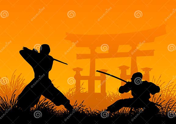 Ninjas stock vector. Illustration of samurai, ninja, temple - 7249825