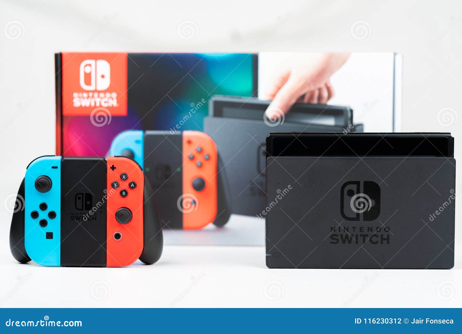 Nintendo Switch Box and Control with Display and Stand Editorial ...