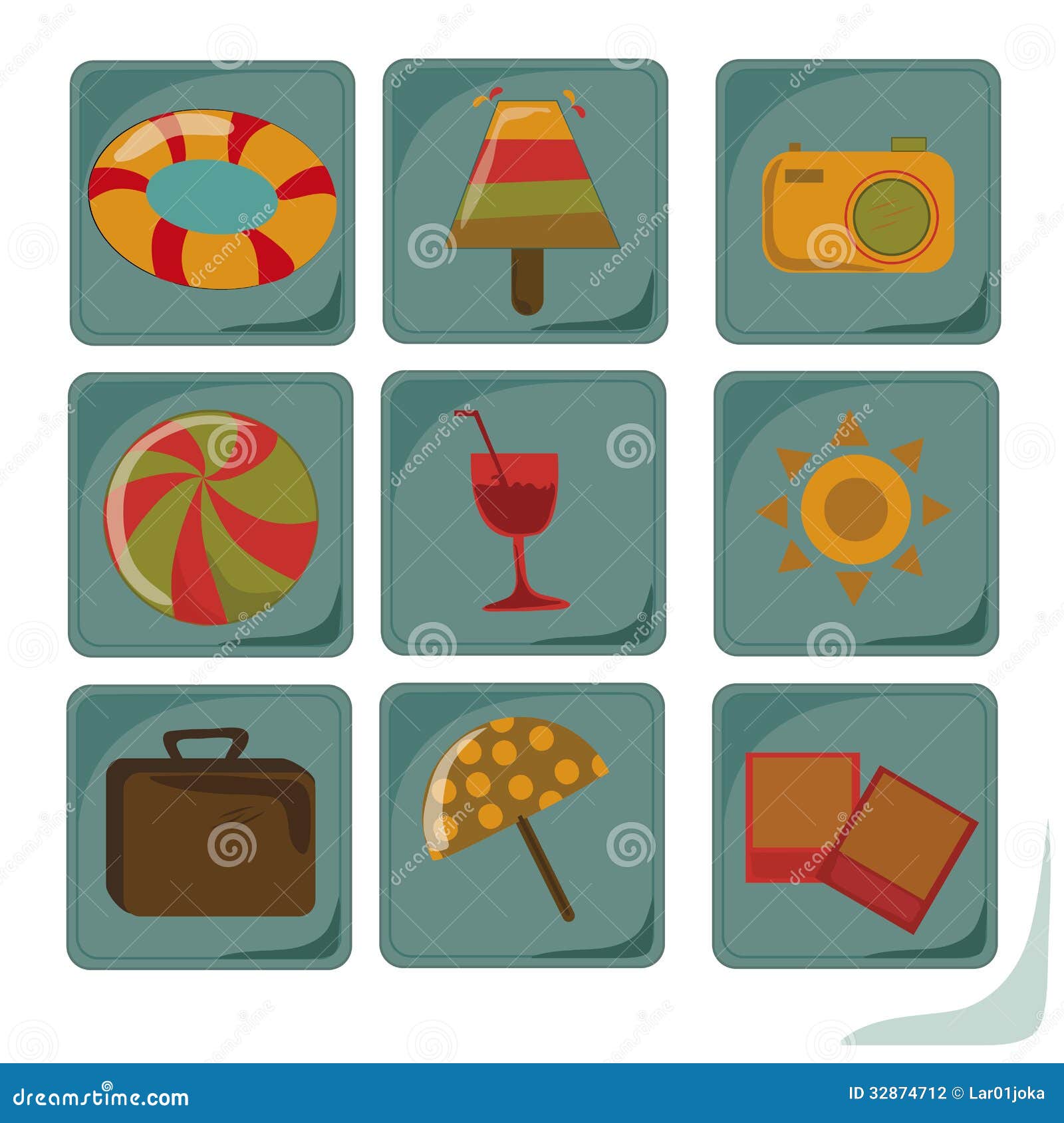 Nio symboler av sommar vektor illustrationer. Illustration av ...