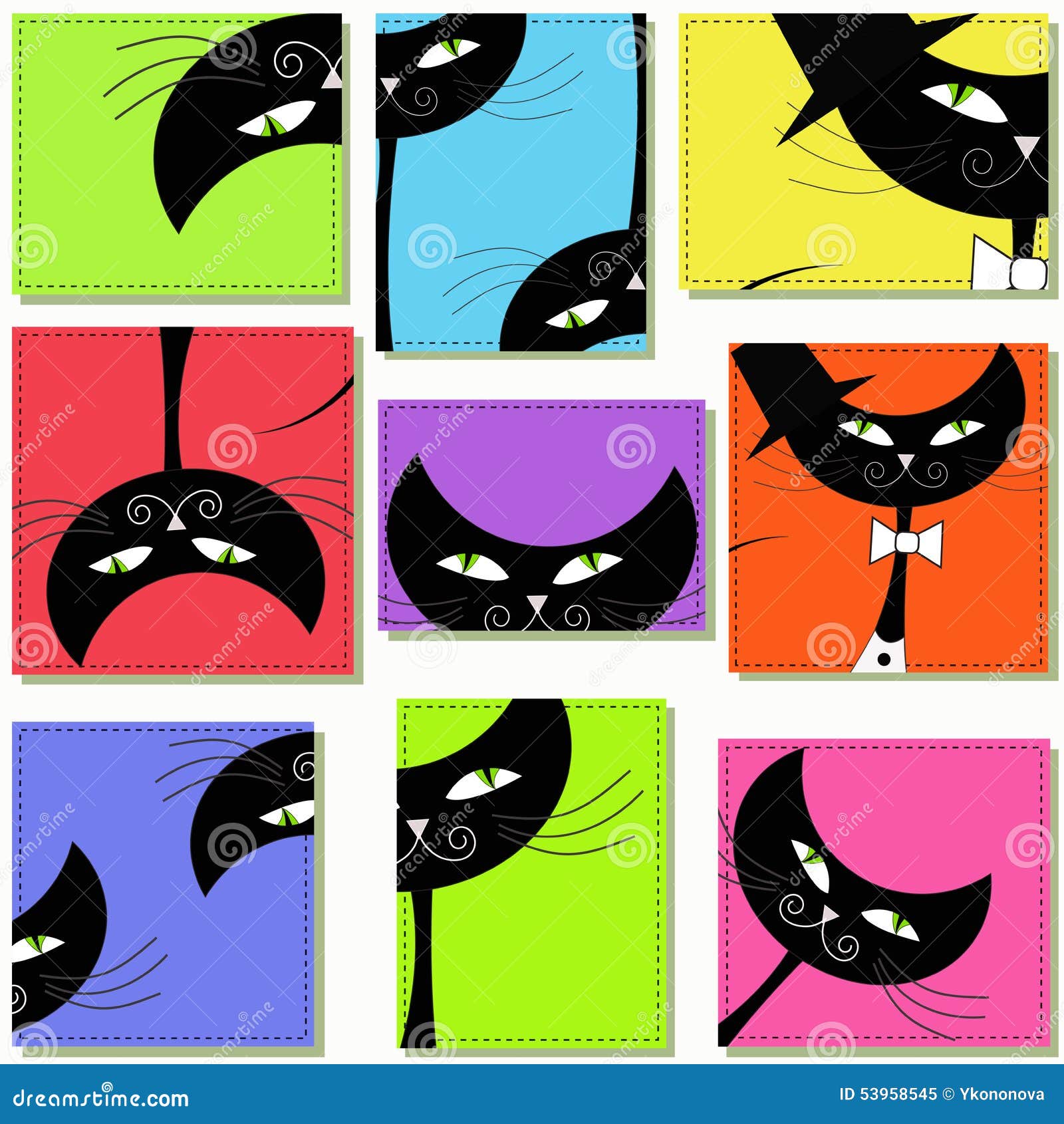 Nio symboler med katter vektor illustrationer. Illustration av ...