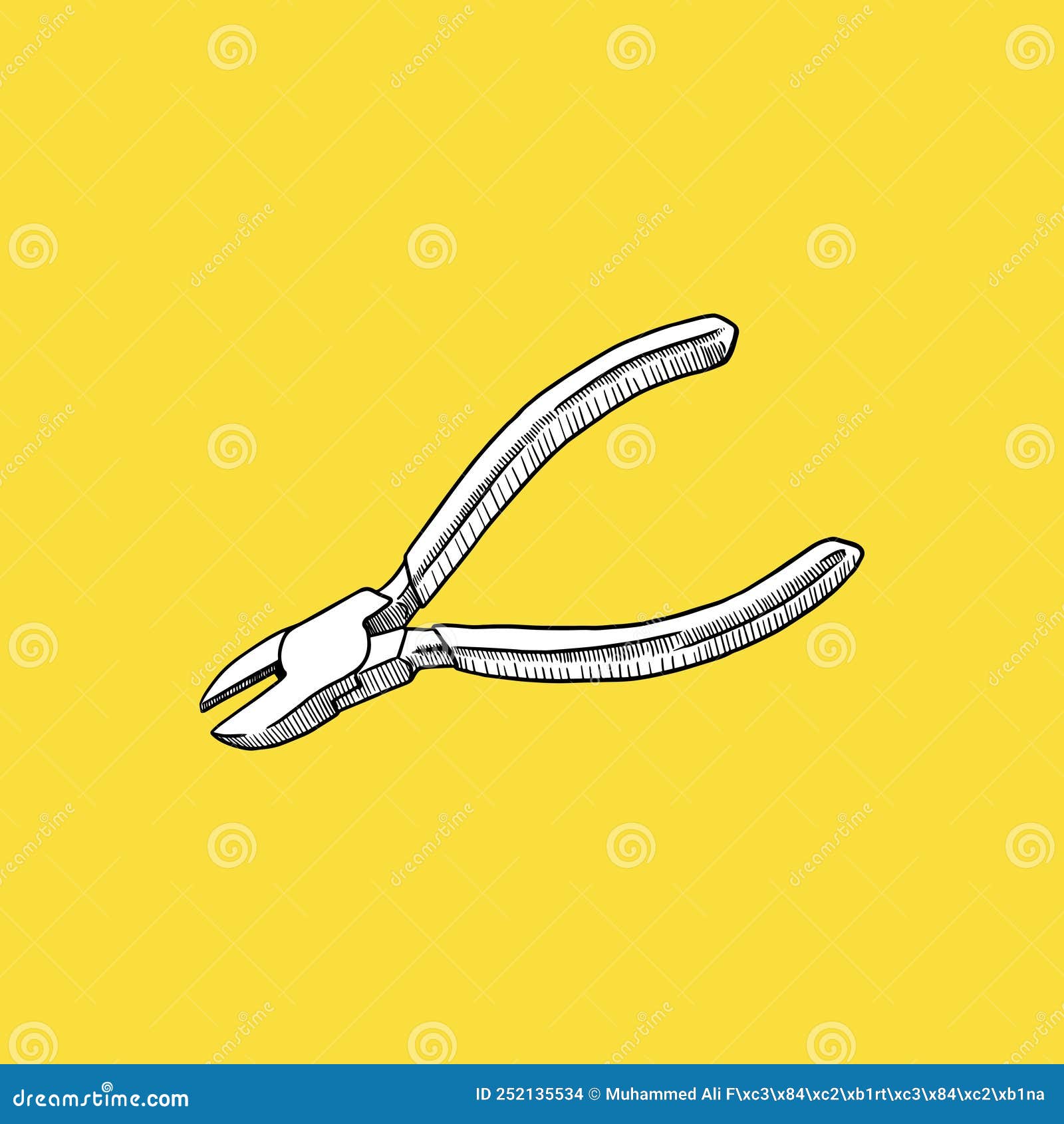 Nippers or Diagonal Cutters. Hand Draw Stock Vector - Illustration of ...