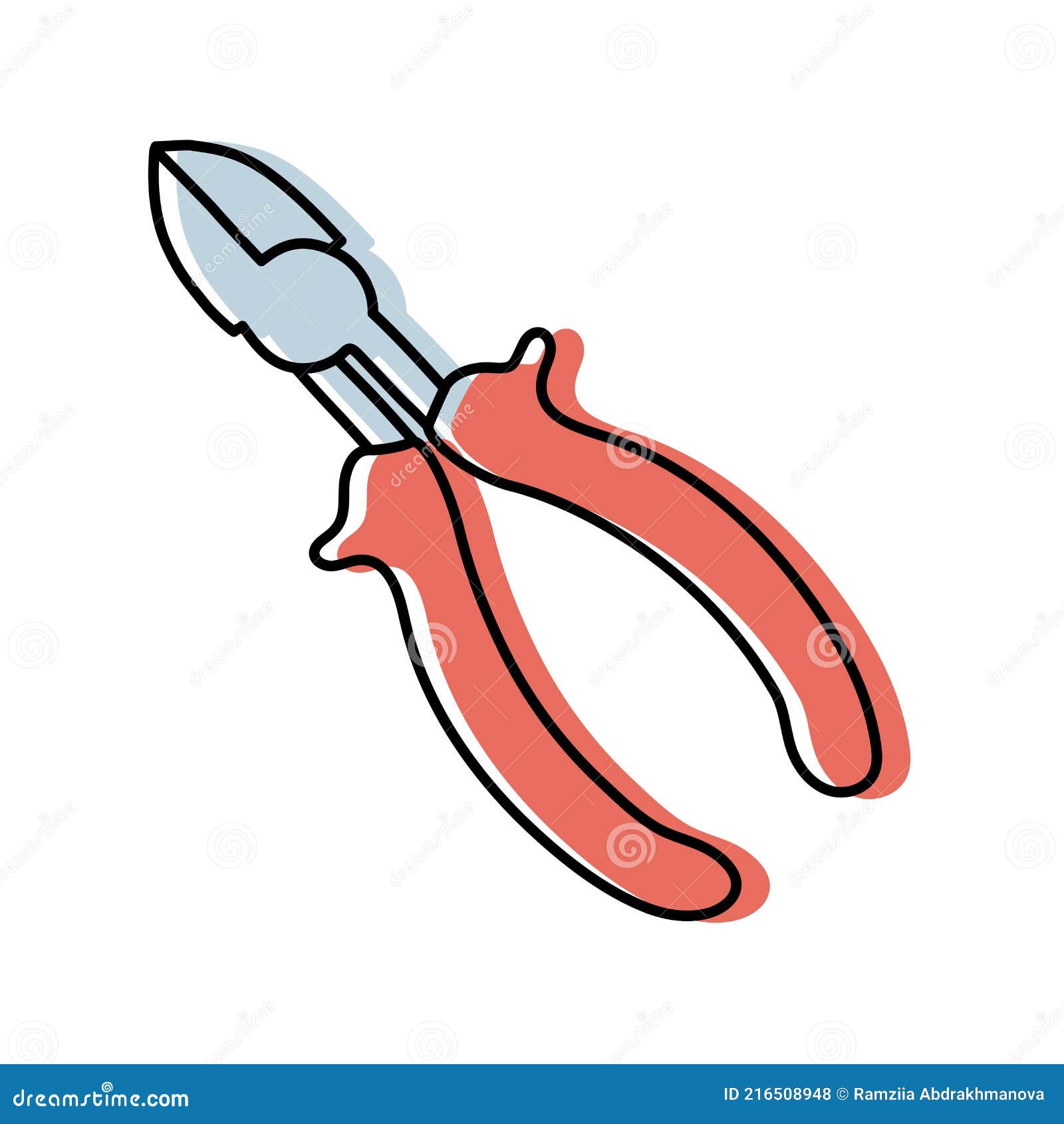 Nippers Sketch. Construction Tool Stock Vector - Illustration of ...
