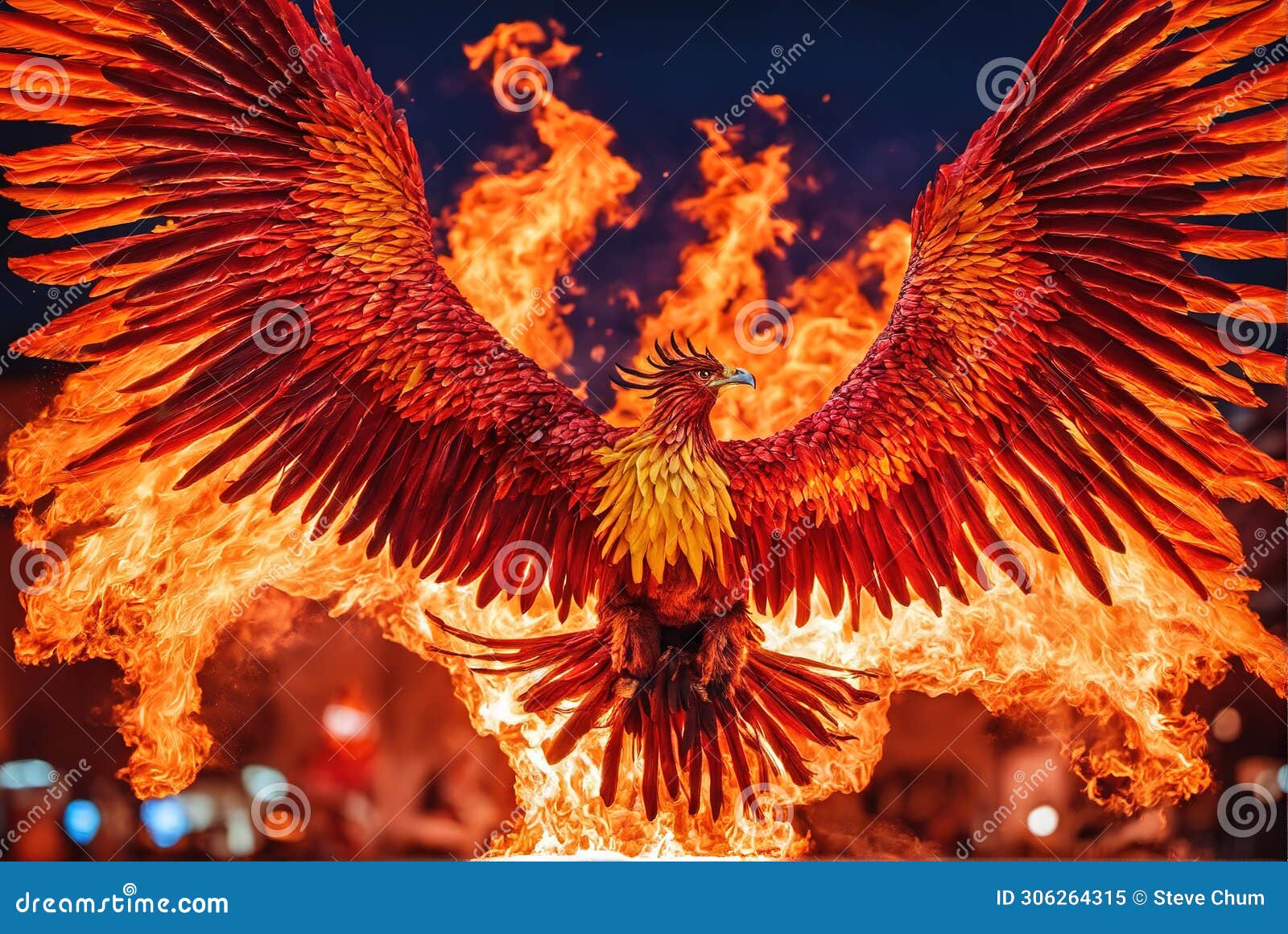 Nirvana Phoenix Reborn from the Ashes Stock Illustration - Illustration of space, animal: 306264315