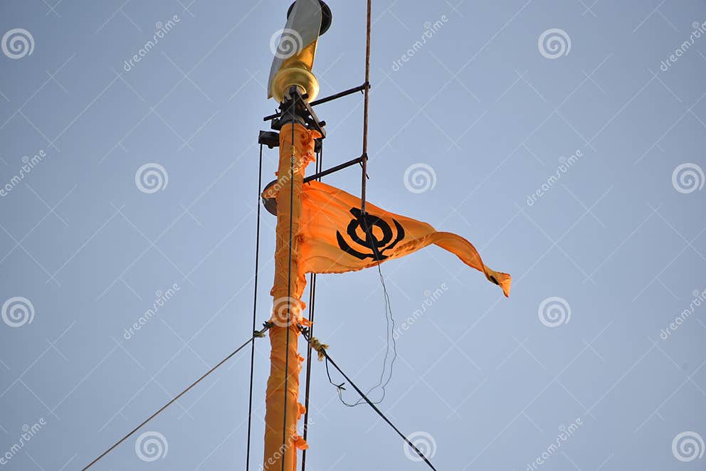 Nishan Sahib - Sikh Triangular Flag Stock Photo - Image of sahib ...