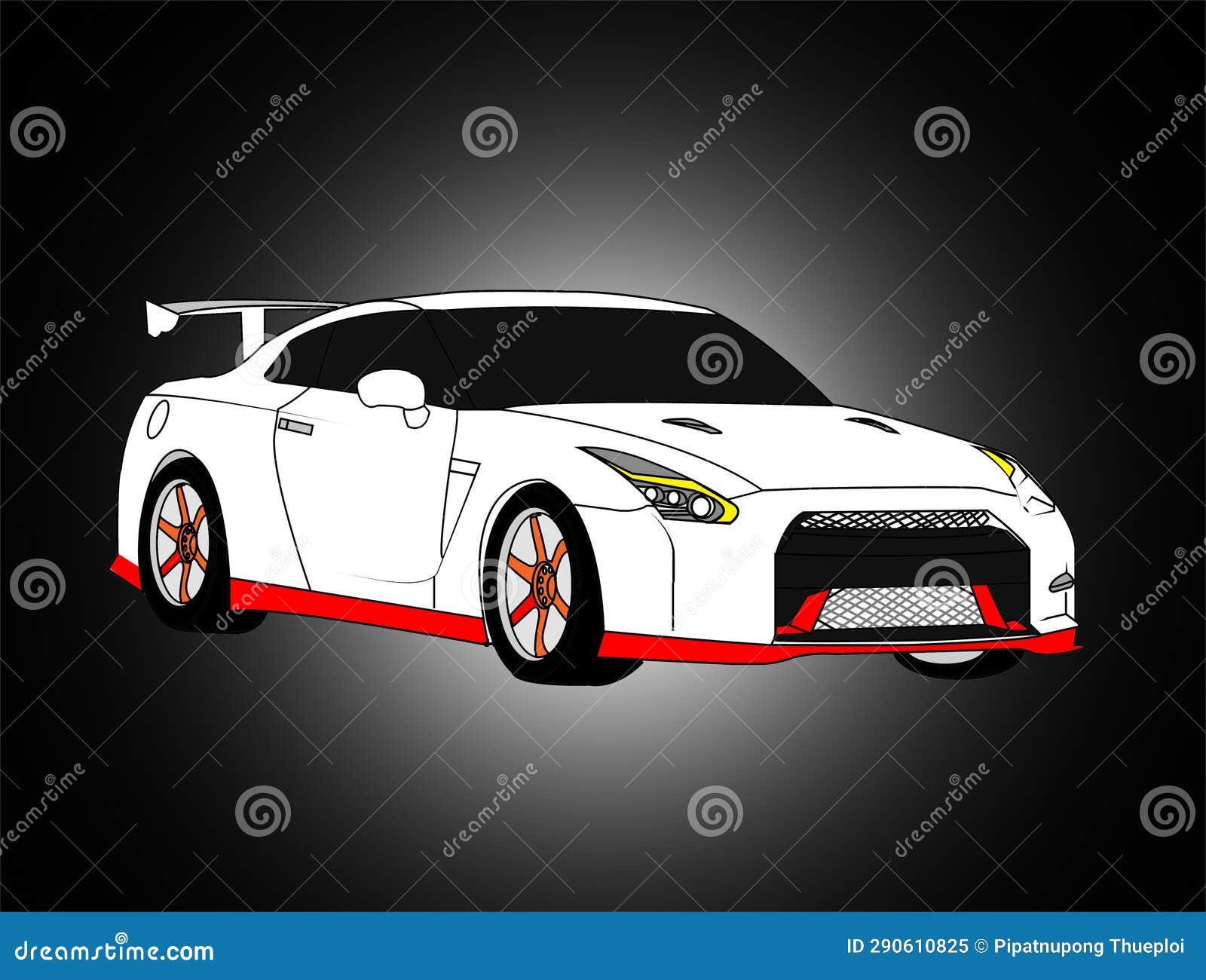 Nissan r35 stock illustration. Illustration of font - 290610825