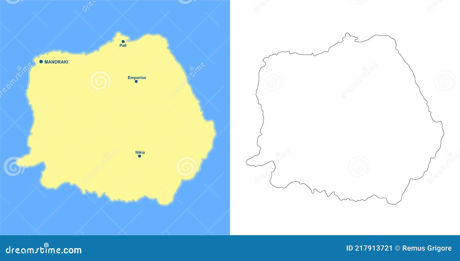 Nisyros Island Map - Cdr Format Stock Vector - Illustration of village ...